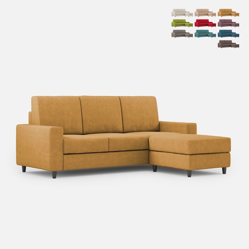 Divano soggiorno salotto 3 posti 208cm con pouf in tessuto Sakar 180P ...