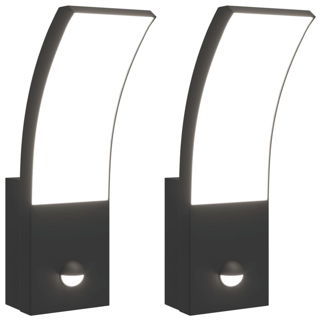 2 uds Lámparas de pared LED exterior con sensor aluminio negro CFW37001 ...
