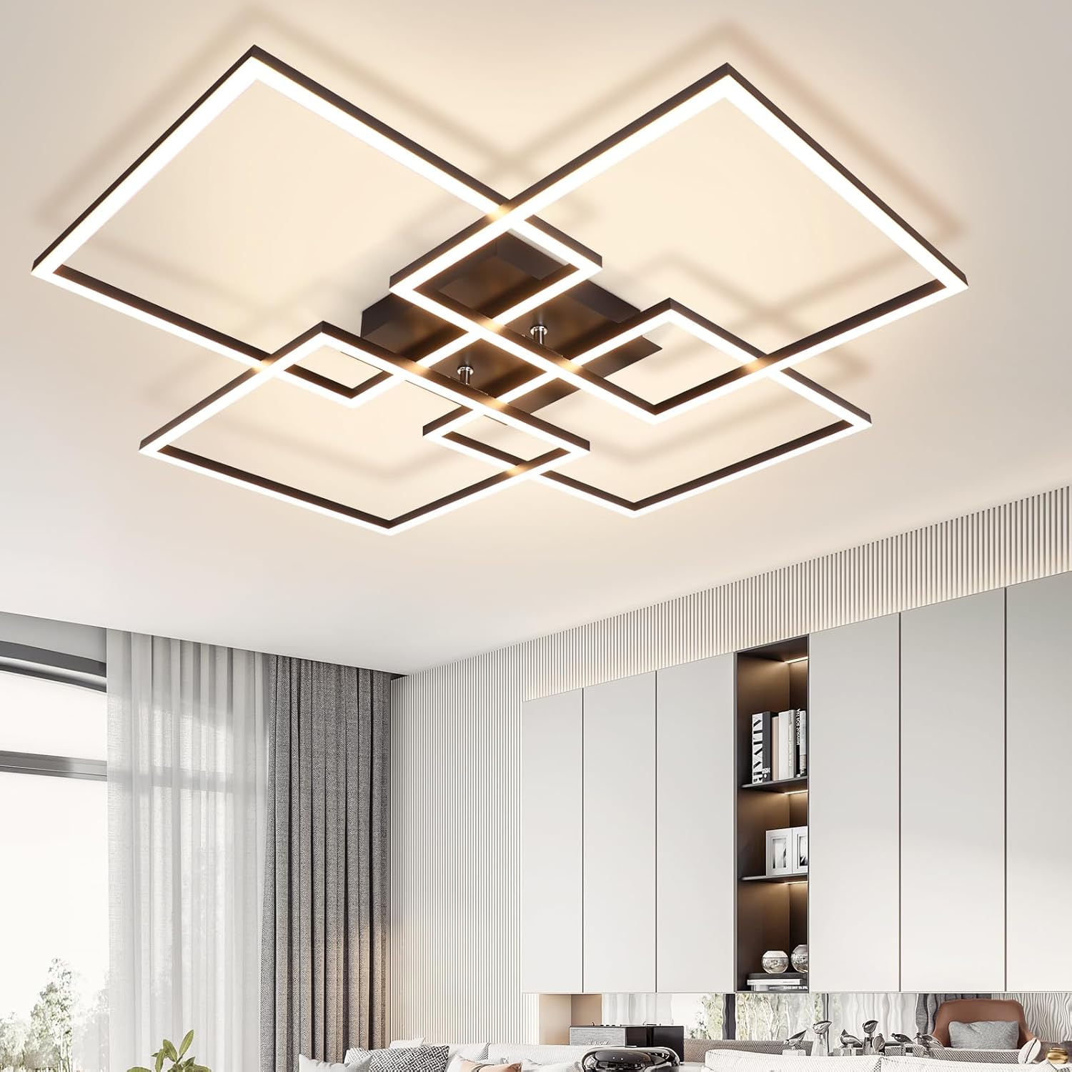 Plafoniera LED NETTLIFE 4 moderna nera 32W 3000K bianco caldo | Leroy ...