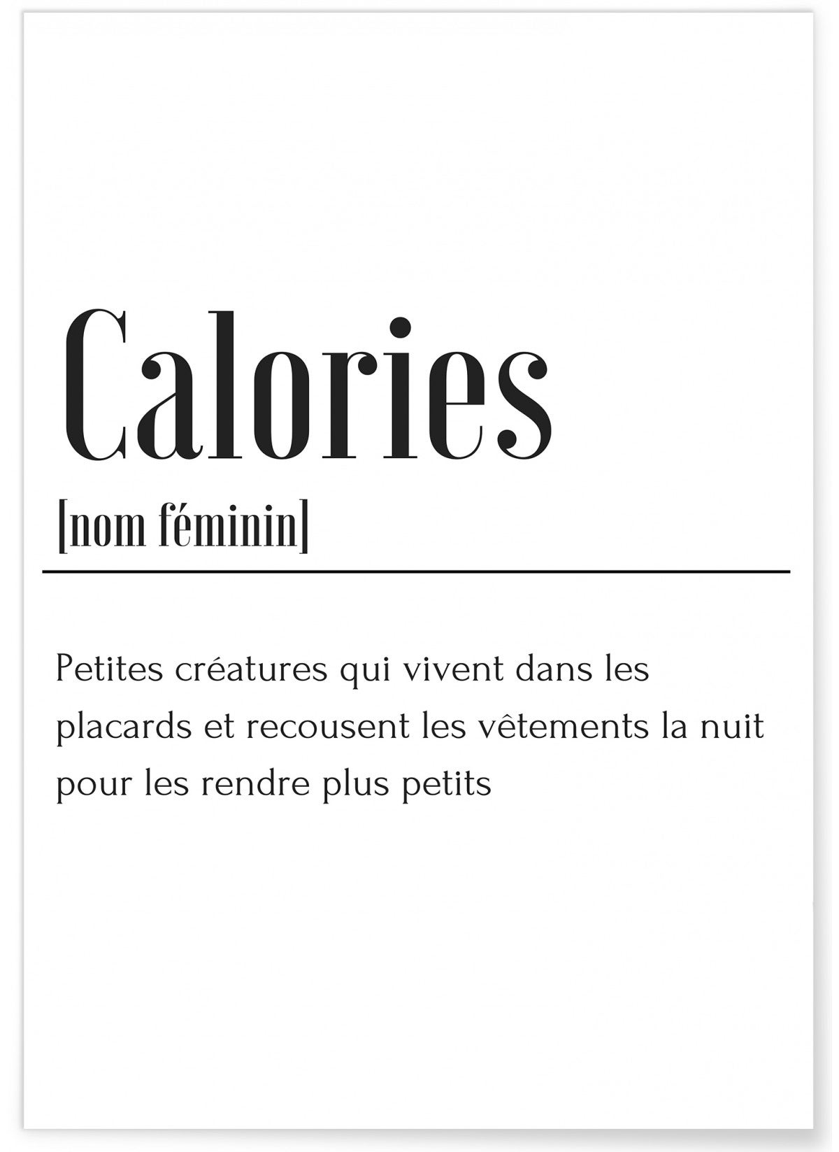 Affiche Définition Calories - Format A3 - | Leroy Merlin