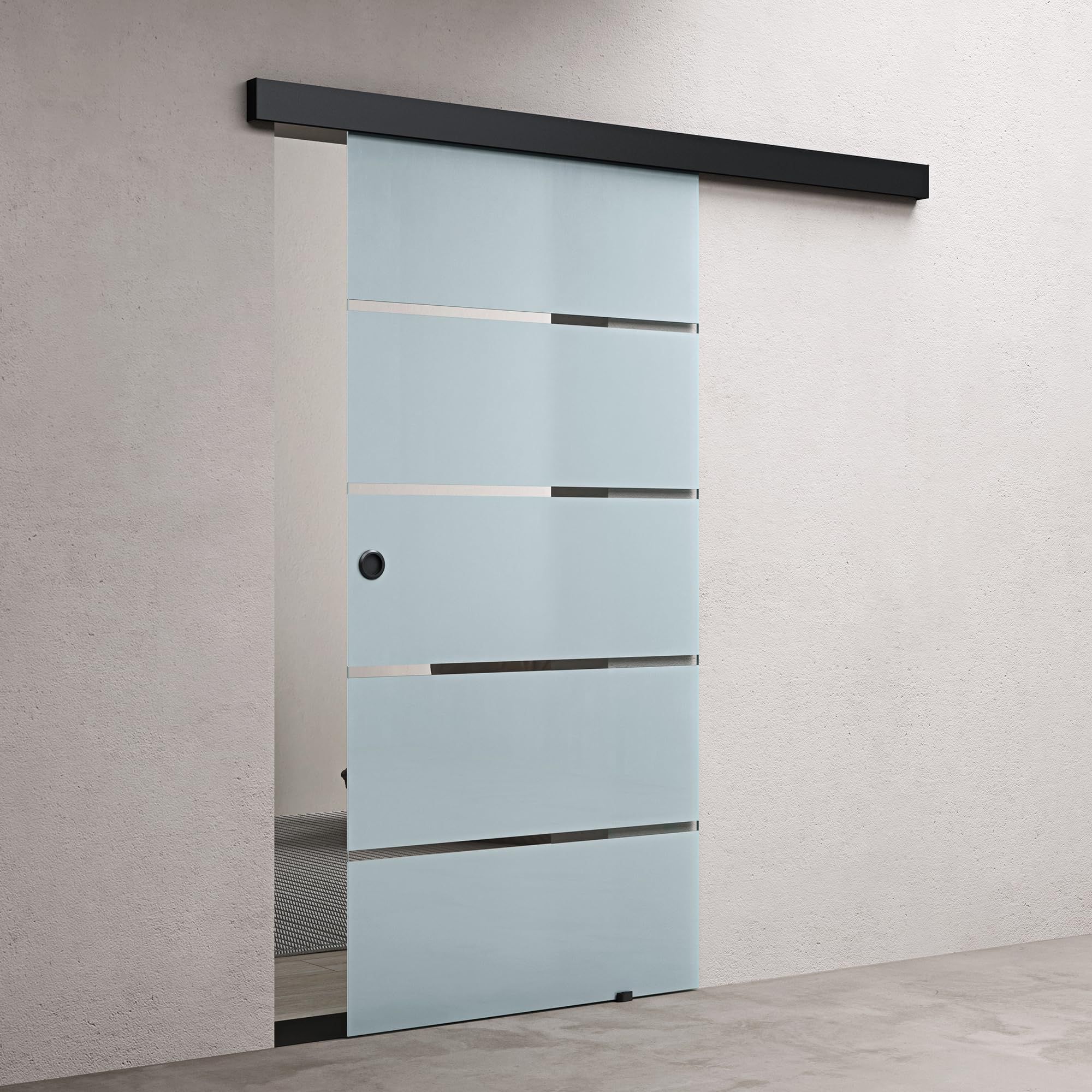 Doporro Porte Coulissante en Verre 90cm x 215cm Bandes Opaques Poignée ... Doporro Porte Coulissante en Verre 90cm x 215cm Bandes Opaques Poignée ...