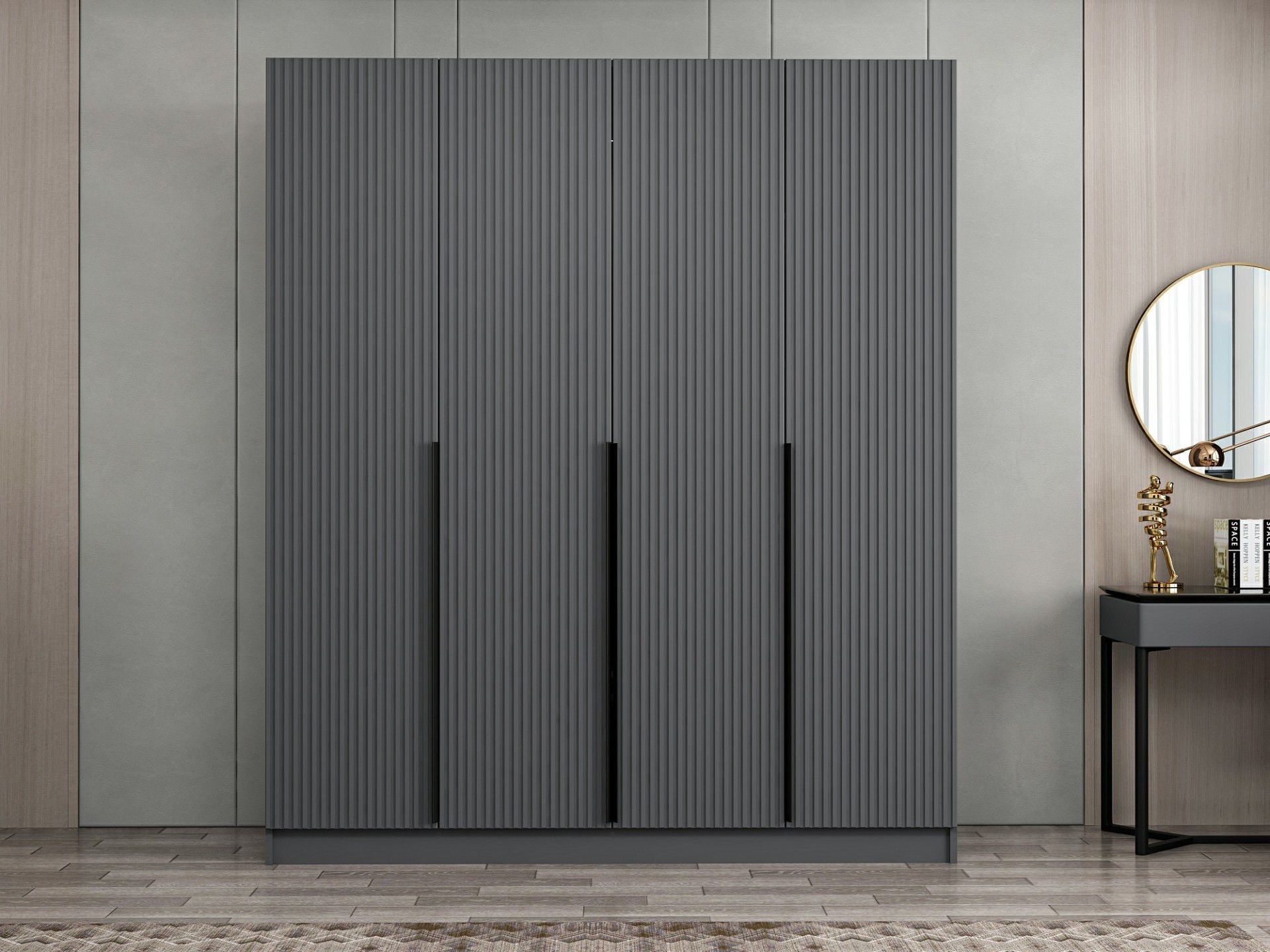 Armoire design 4 portes Kanawa L180xH210cm Anthracite et Noir | Leroy ...