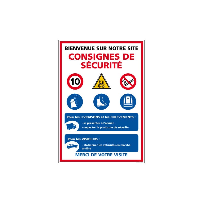 Panneau Consignes de sécurité (D1017) 150 x 210 mm Matière Adhesif | Leroy Merlin