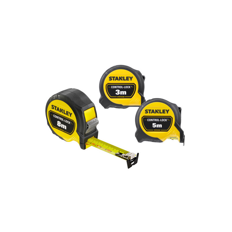 Mètre ruban Stanley Control-Lock 3 m, lame de 12,7 mm, frein à main ...