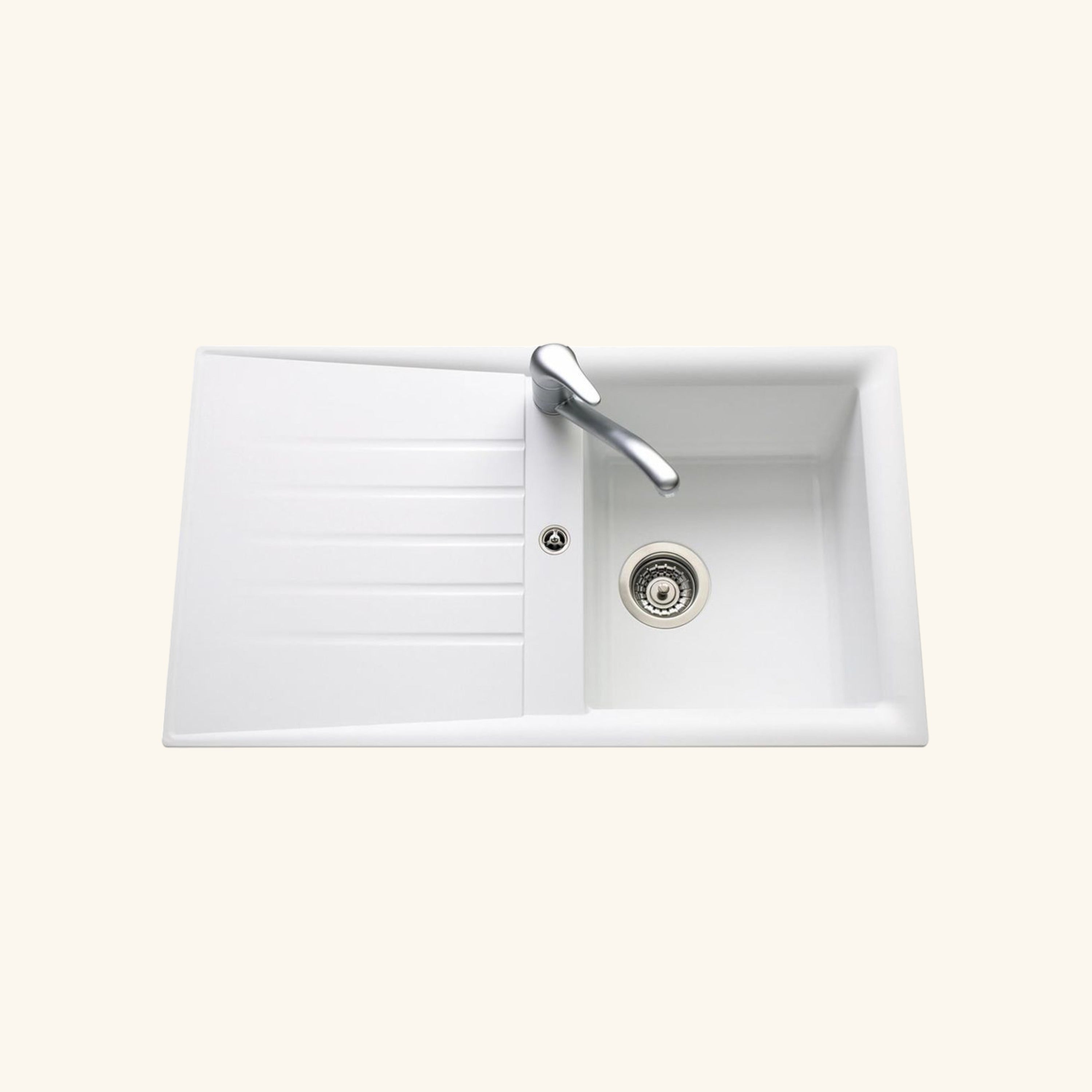 Évier résine blanc Ewi EMERAUDE 1 bac 1 égouttoir | Leroy Merlin