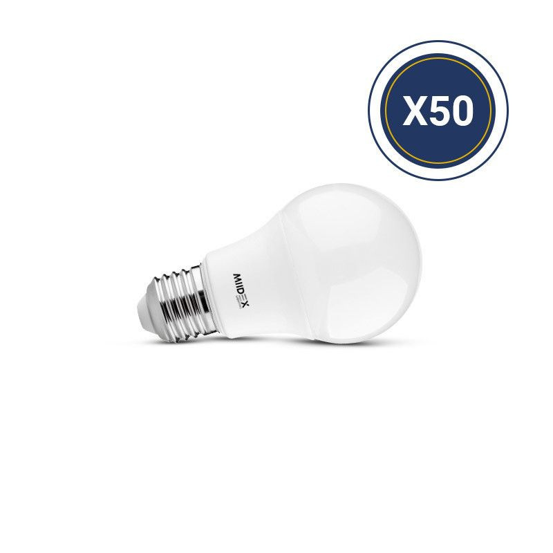 Ampoule LED E27 7W - Blanc Chaud 3000K - 180° - Pack de 50 | Leroy Merlin