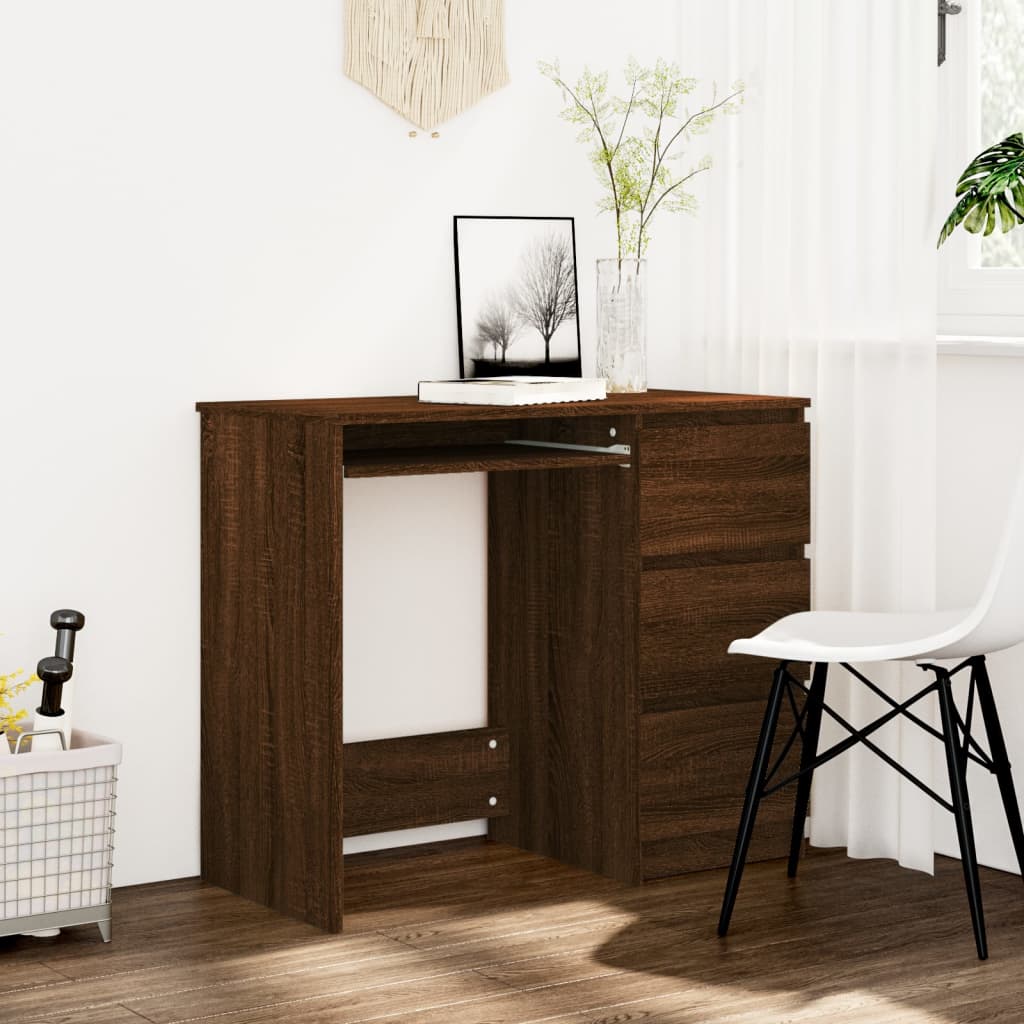 Escritorio Roble Marrón 90x45x76 cm Madera contrachapada | Leroy Merlin