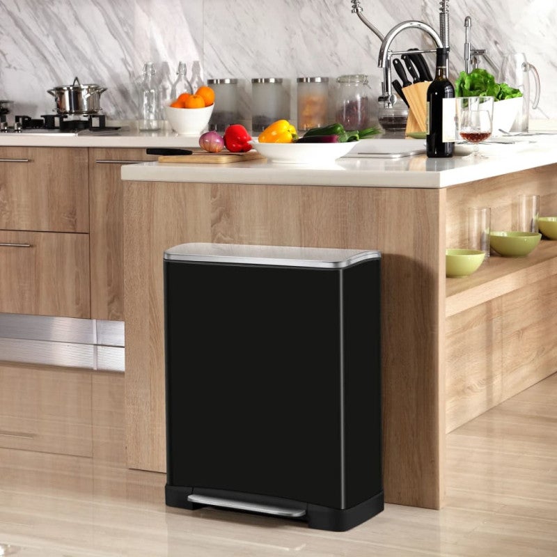 EKO Poubelle à pédale E Cube 28 L+18 L Noir mat | Leroy Merlin