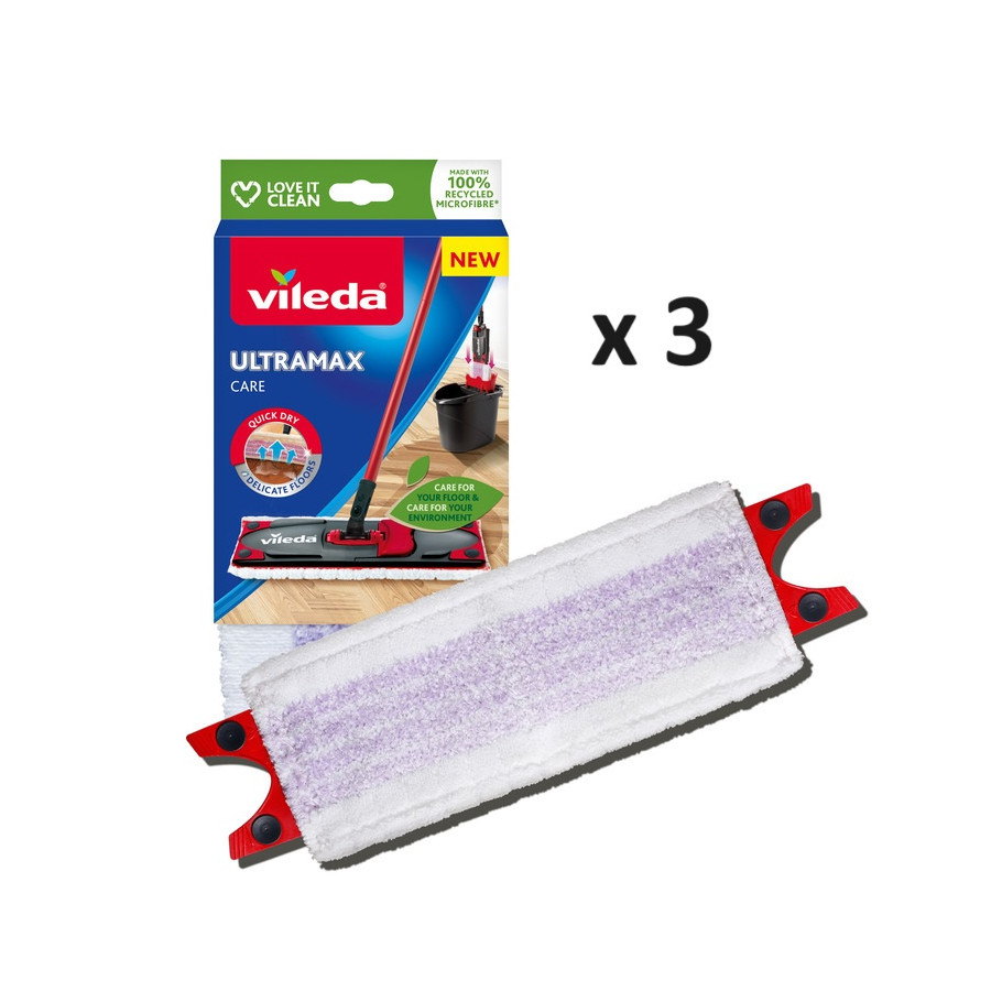 Vileda - 3 recharges Ultramax Care pour balai Ultramax, Ultramax Turbo ...