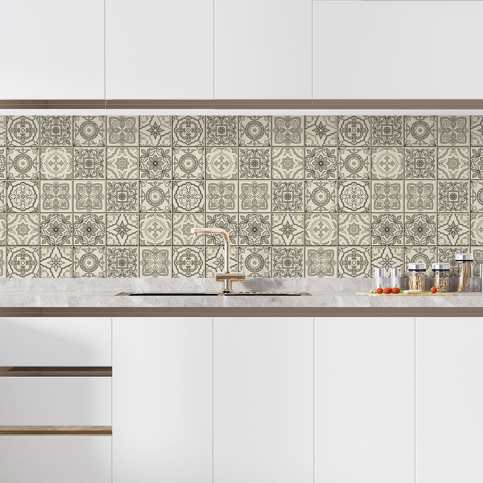 Crédence adhésive sticker pour cuisine - Effet carreaux de ciment ...