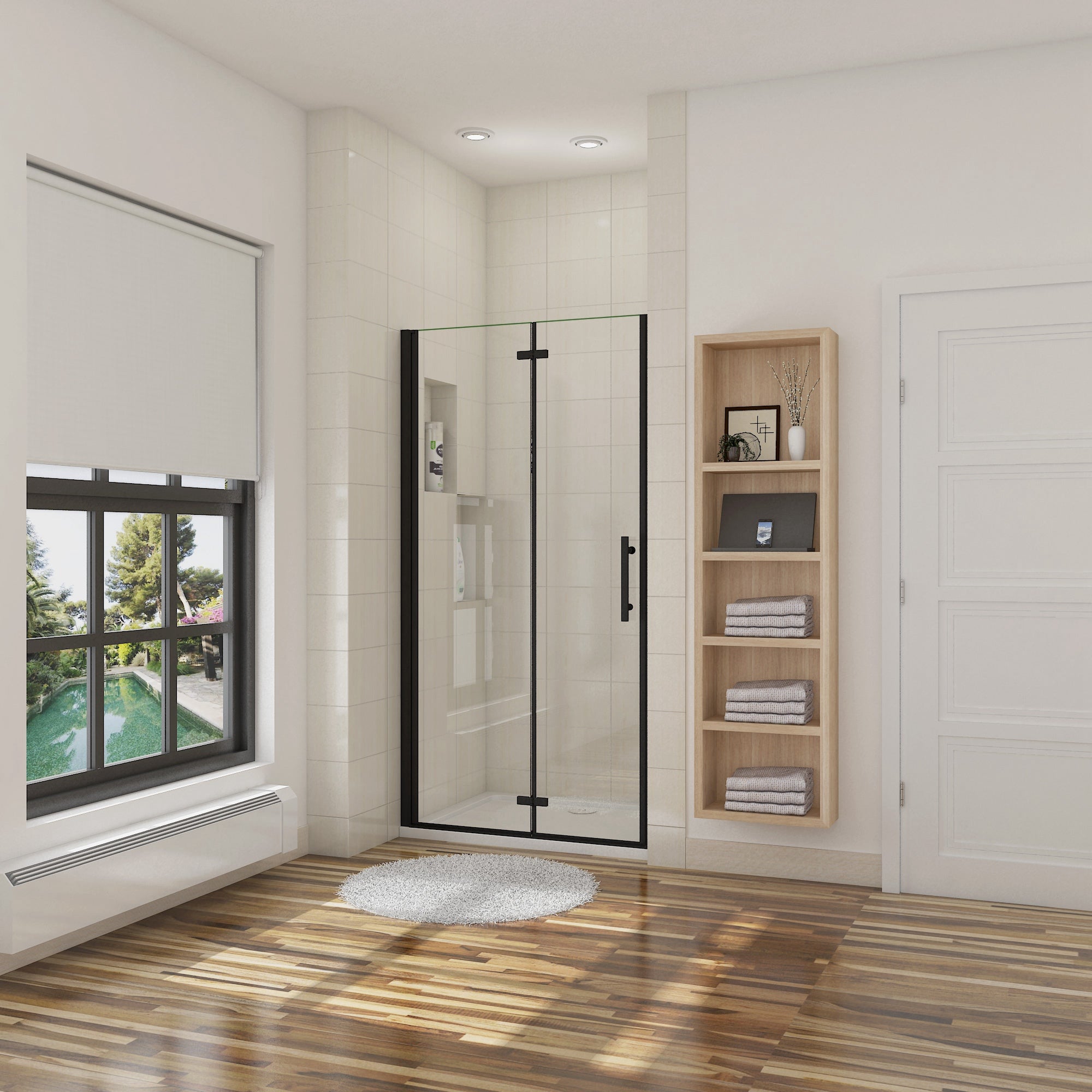 AICA Mampara de ducha Frontal dos hojas Plegables Vidrio Templado ...