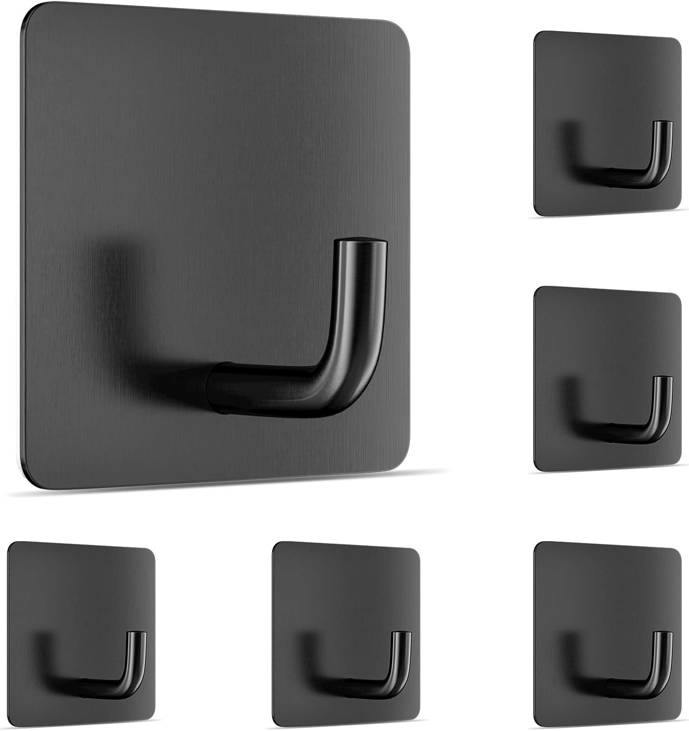 6 Pièces Crochets Adhesifs Acier Inox, Crochet Mural Sans Percer ...