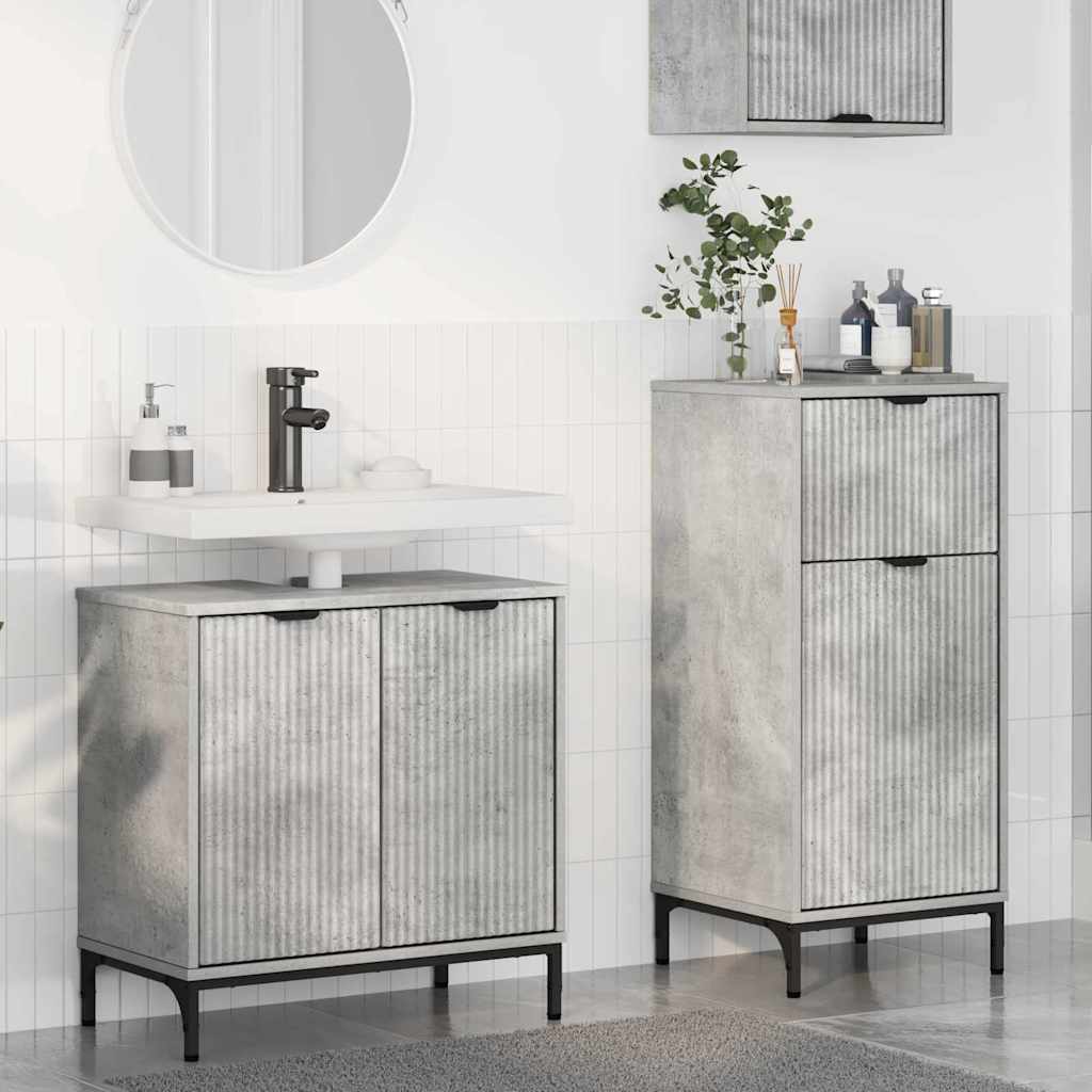 Ensemble de mobilier de salle de bain 2 pcs Gris béton | Leroy Merlin