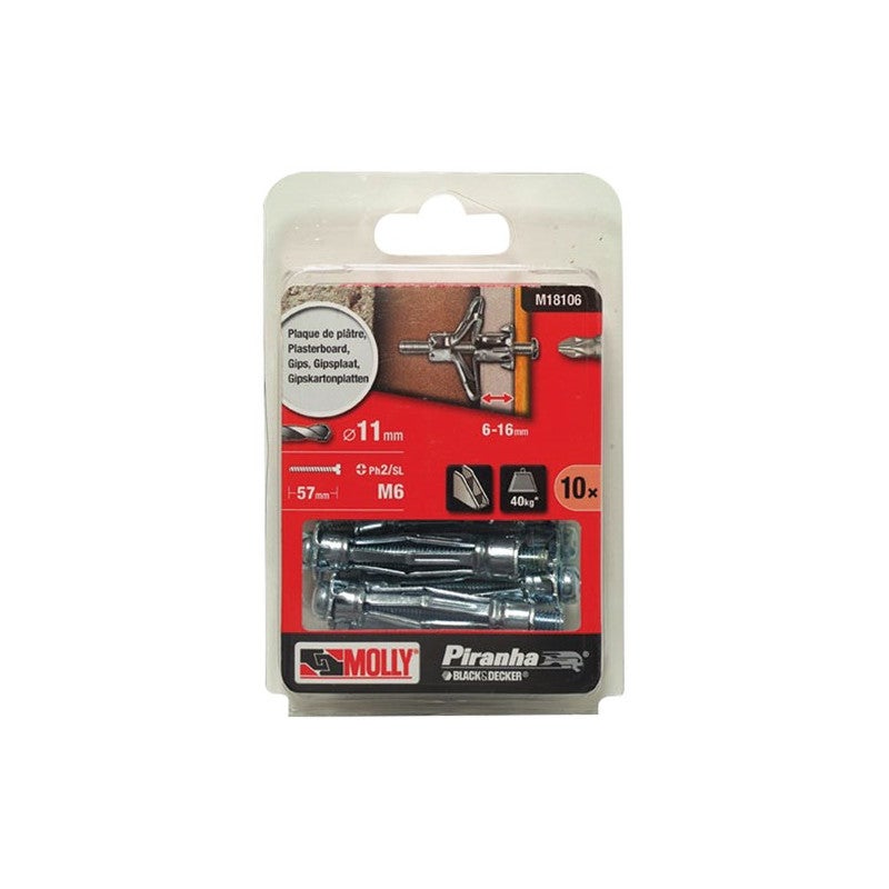 CHEVILLE META. MOLLY 6X50MM +VIS M6X10 MOLLY - M18106-XJ | Leroy Merlin