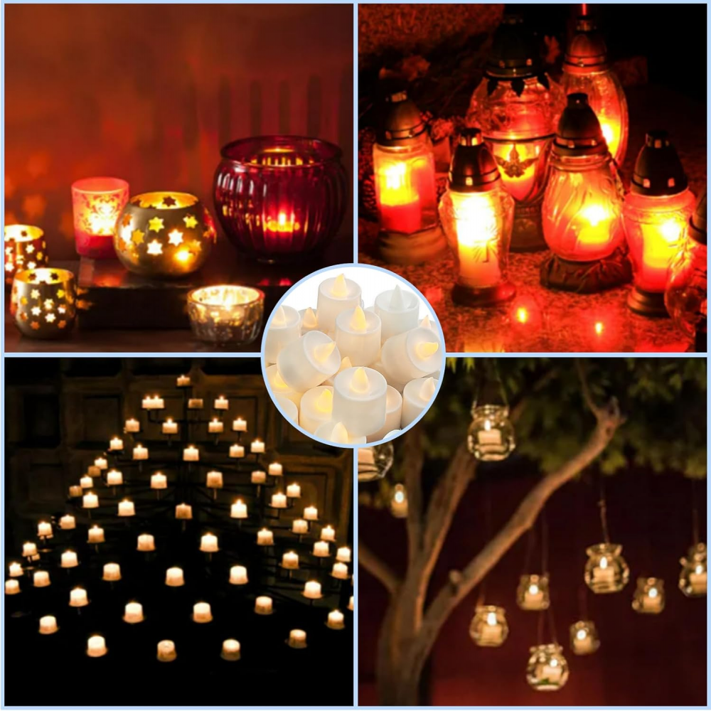 12 bougies chauffe-plat LED sans flamme, lumière blanche chaude et non ...