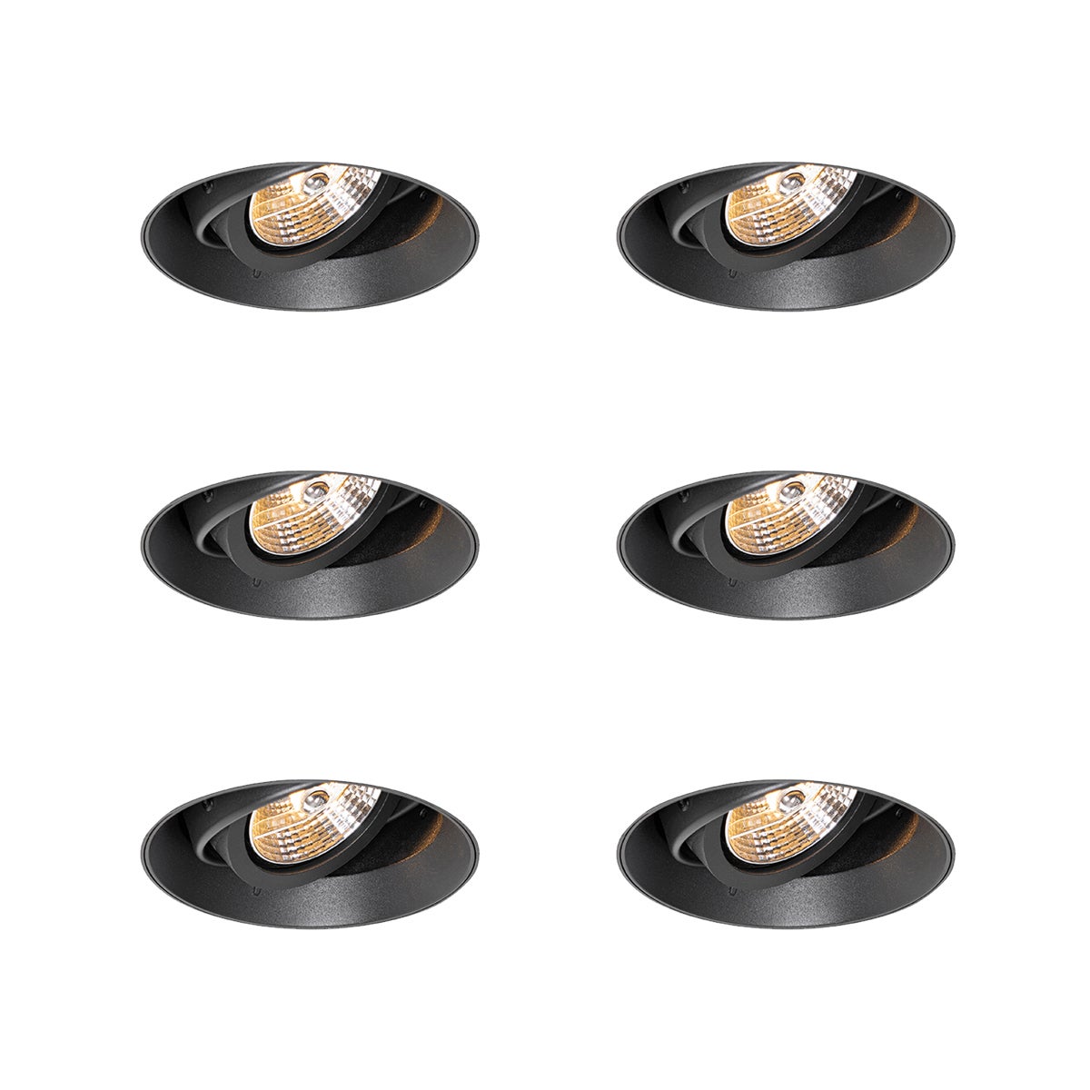 Set di 6 Faretto da incasso moderno nero GU10 AR70 tondo trimless ...