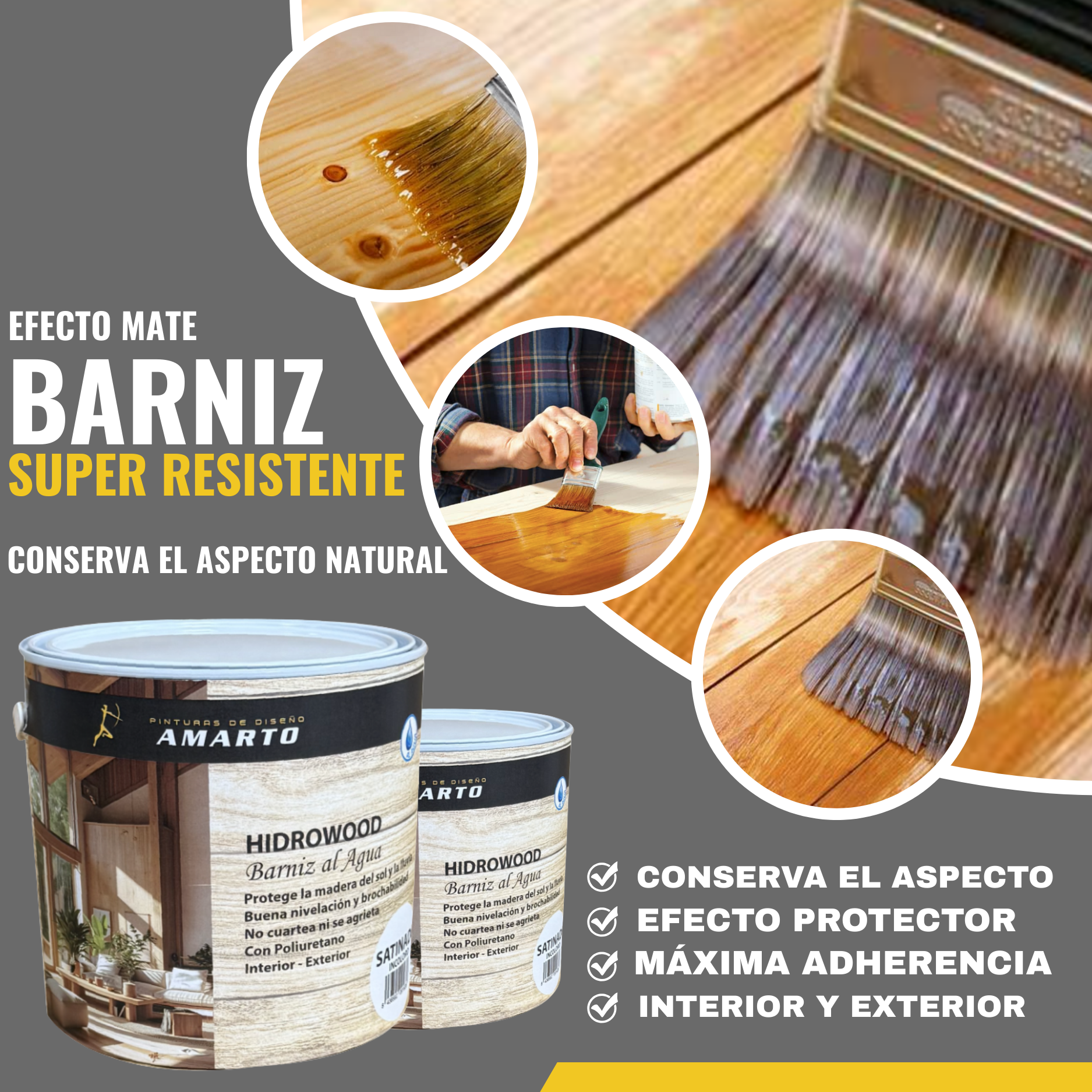 [250ML] Barniz al agua mate para madera exterior, resistente a humedad ...