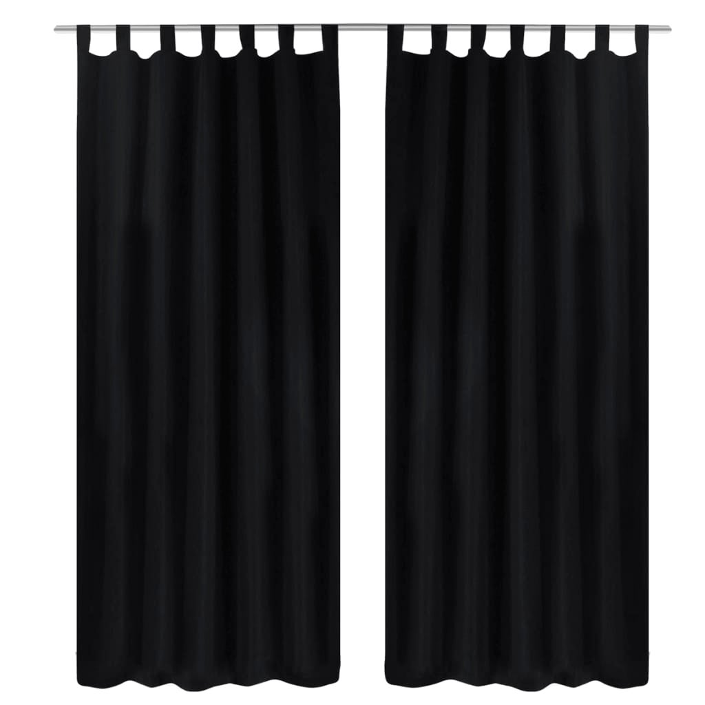 Maison Exclusive - 2 pcs Rideau à Passant Micro Satin Noir 140 x 245 cm ...