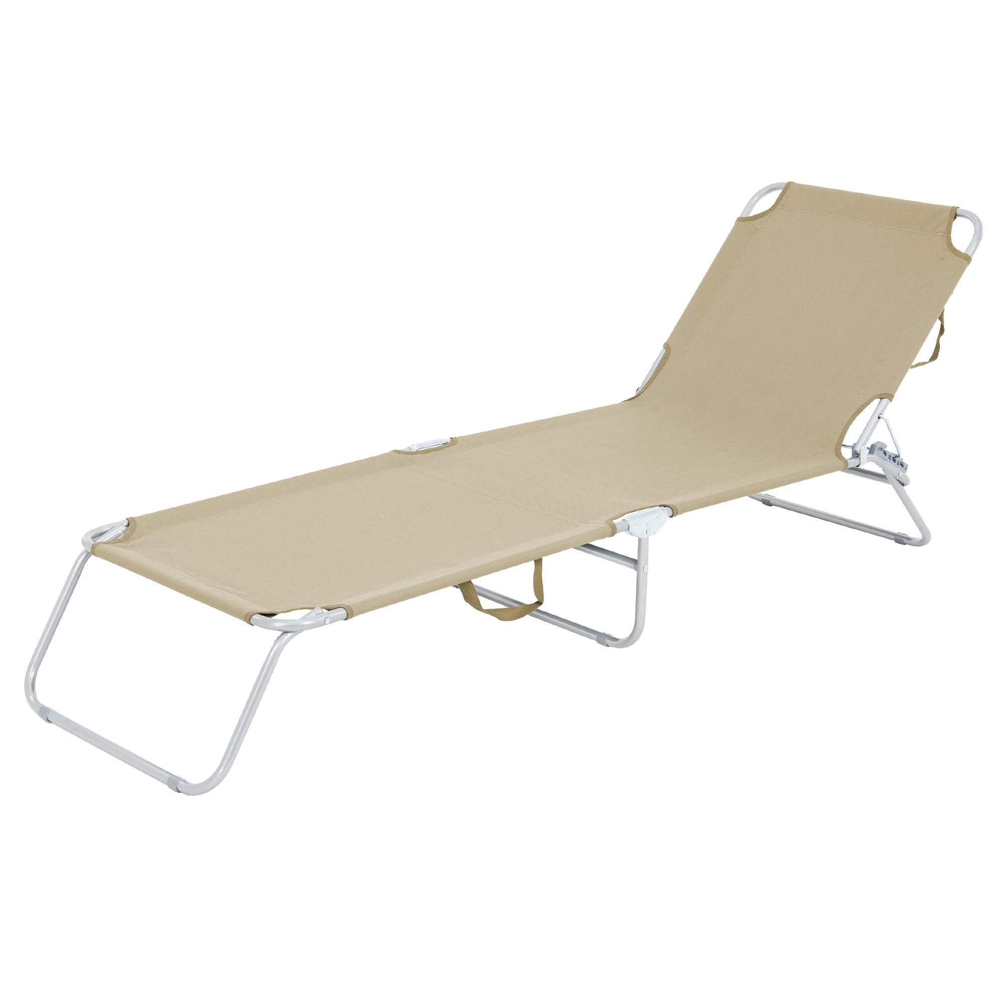 Chaise Longue Plage Bain De Soleil Pliable Crème Appuie-tête Réglable ...