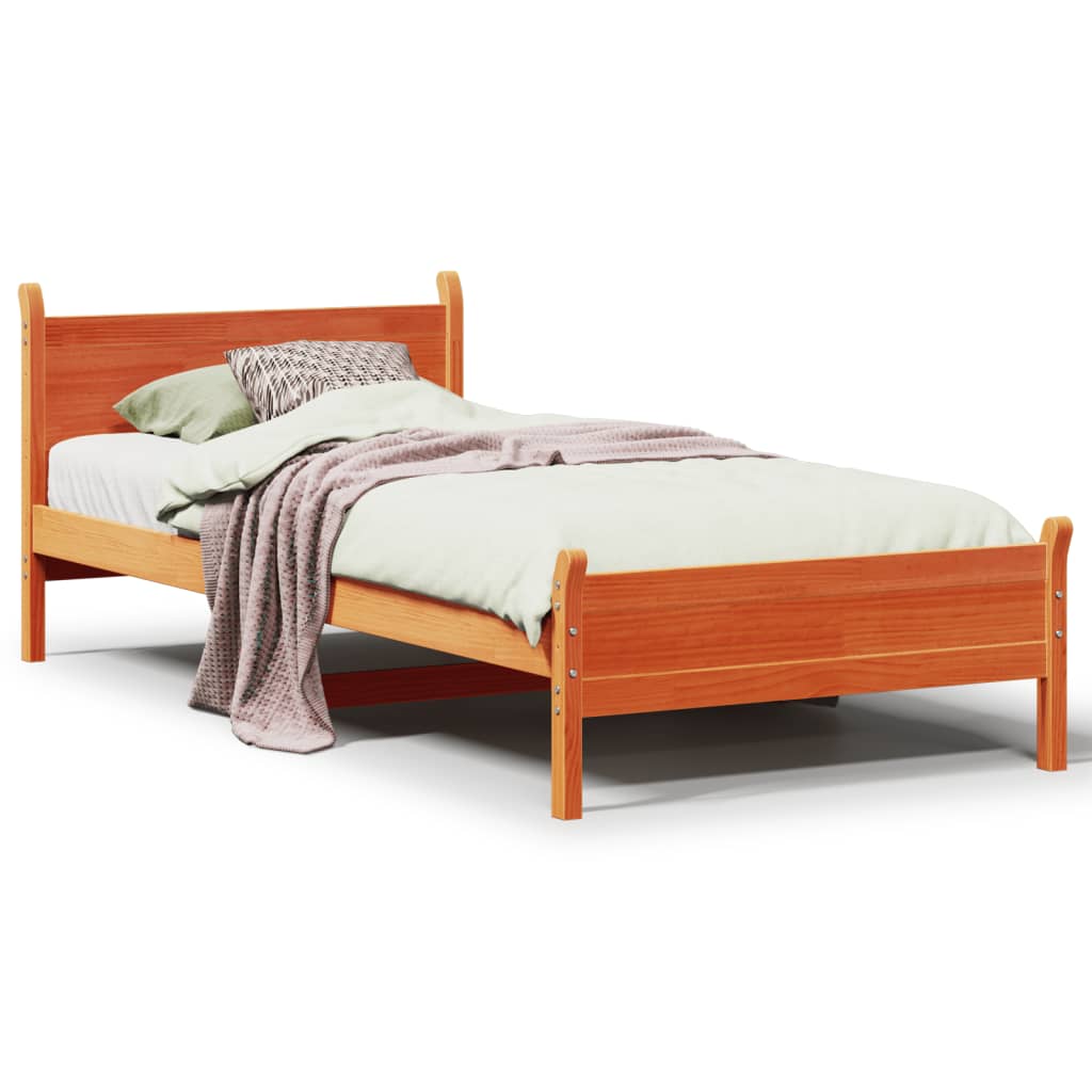 Lit simple | Lit adulte | Cadre de lit sans matelas cire marron 90x200 ...