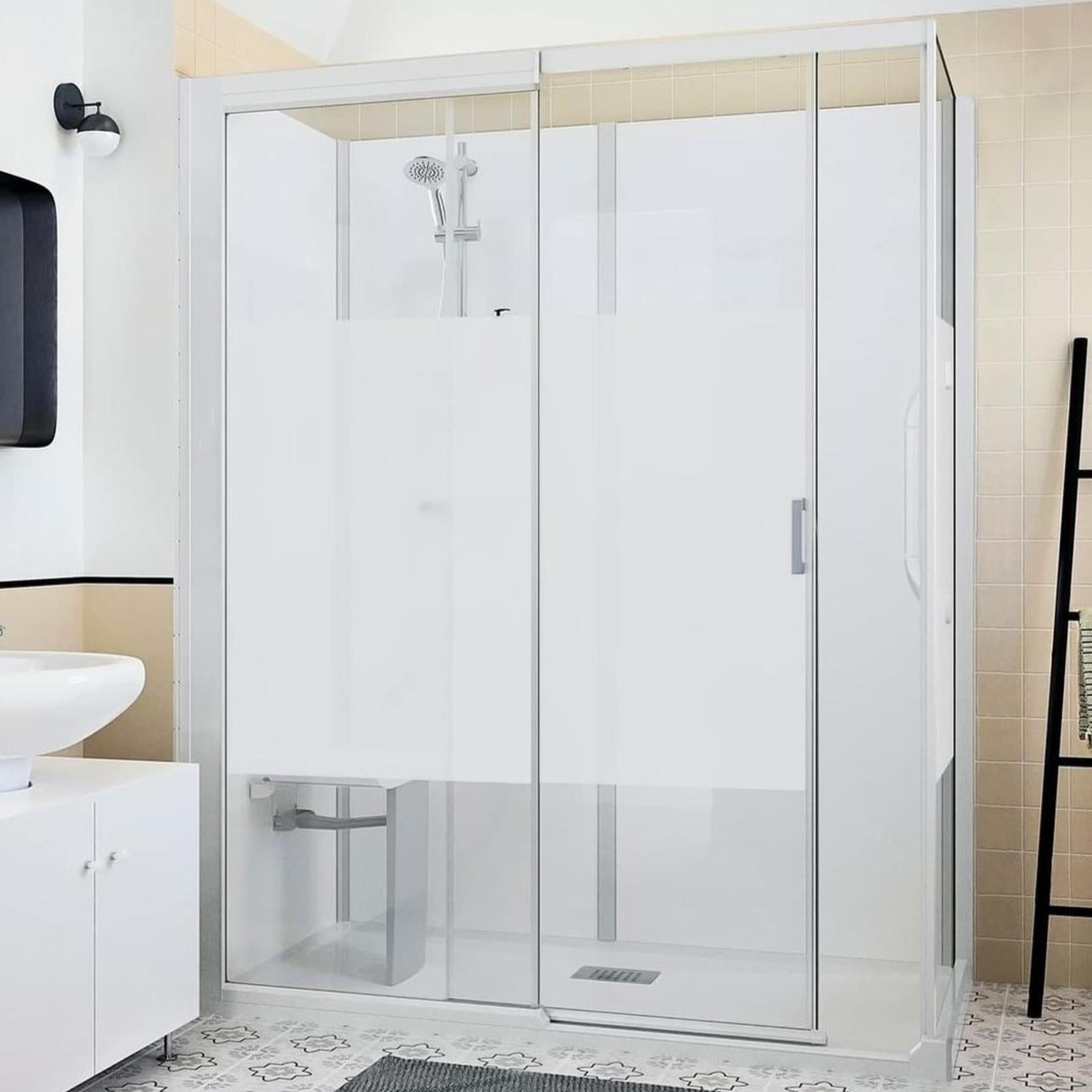 Cabina de ducha Kinedo Kinemagic Serenity 100x80 ángulo mixto corredera ...