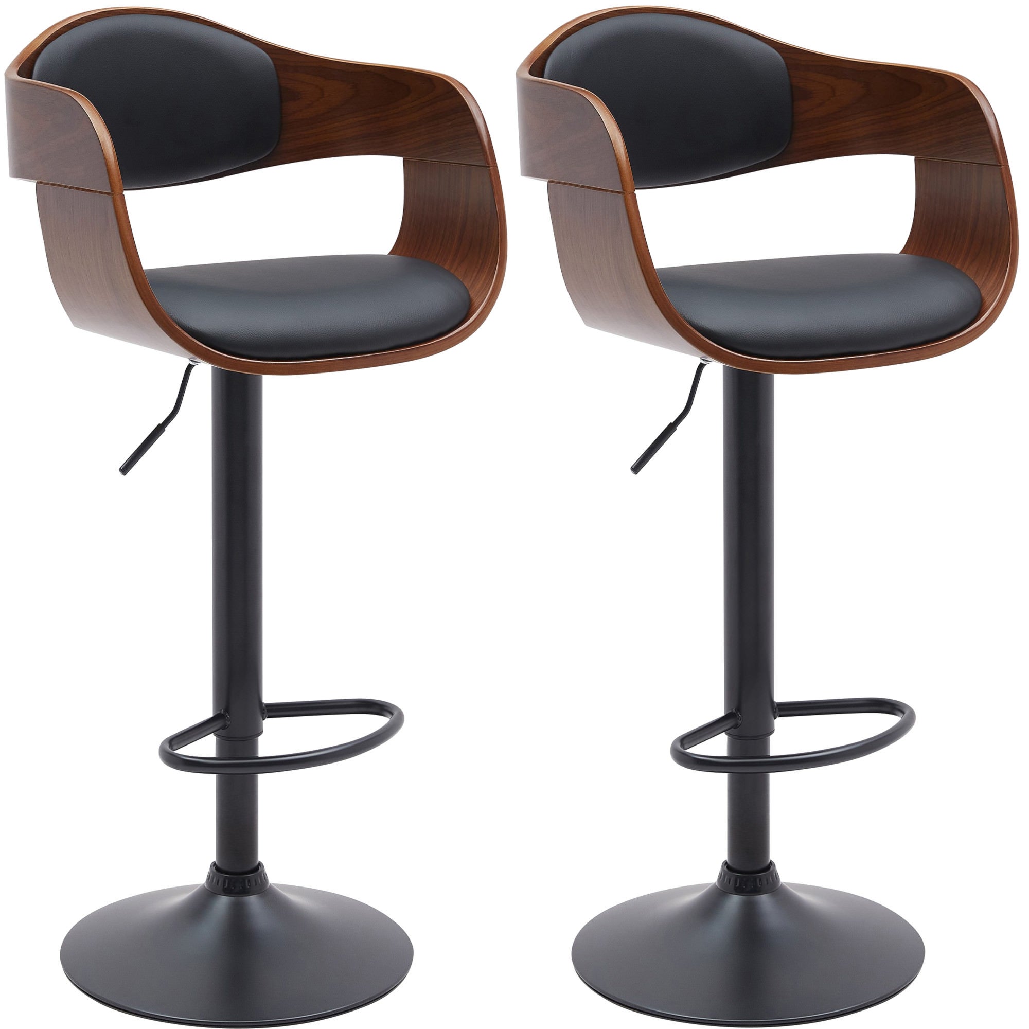 Lot de 2 tabourets de bar Kingston B simili cuir noyer/noir | Leroy Merlin