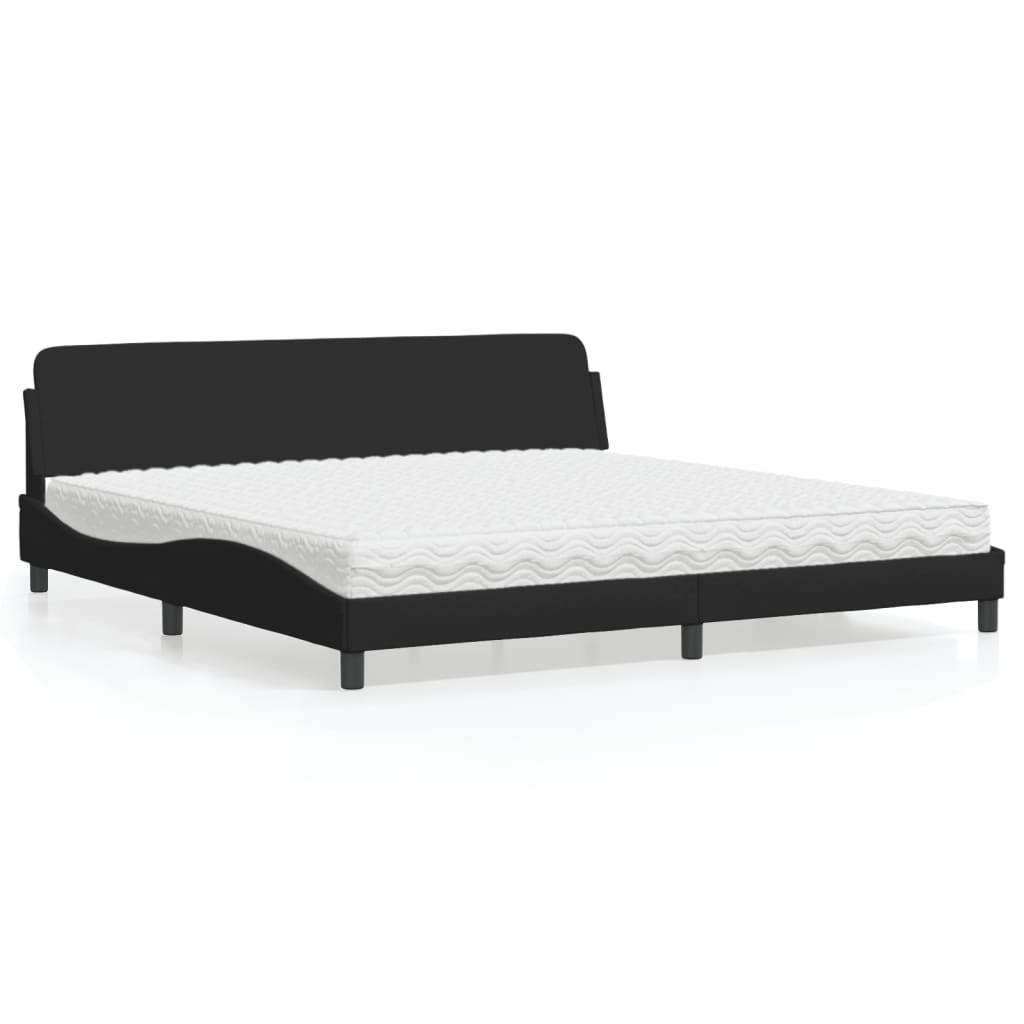 Lit double | Lit adulte | Lit avec matelas noir 200x200 cm tissu ...