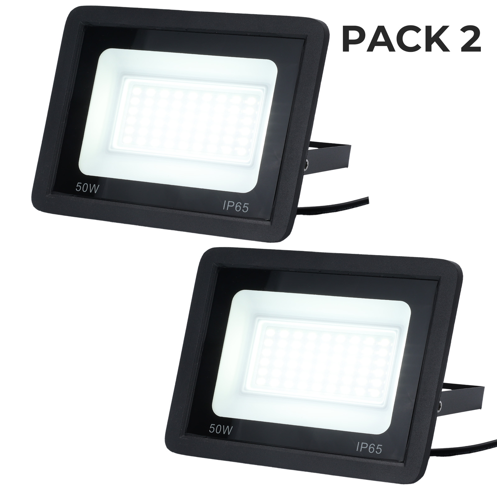 Pack de 2 Focos Proyectores LED Exterior IP65 Impermeable 50W 5250Lm ...