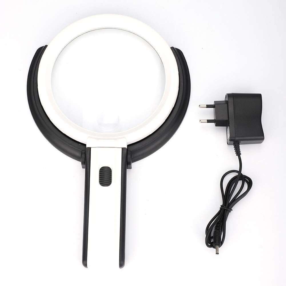 Loupe éclairée 1.8X et 5X avec support, Loupe de table épaisse de 130mm ...