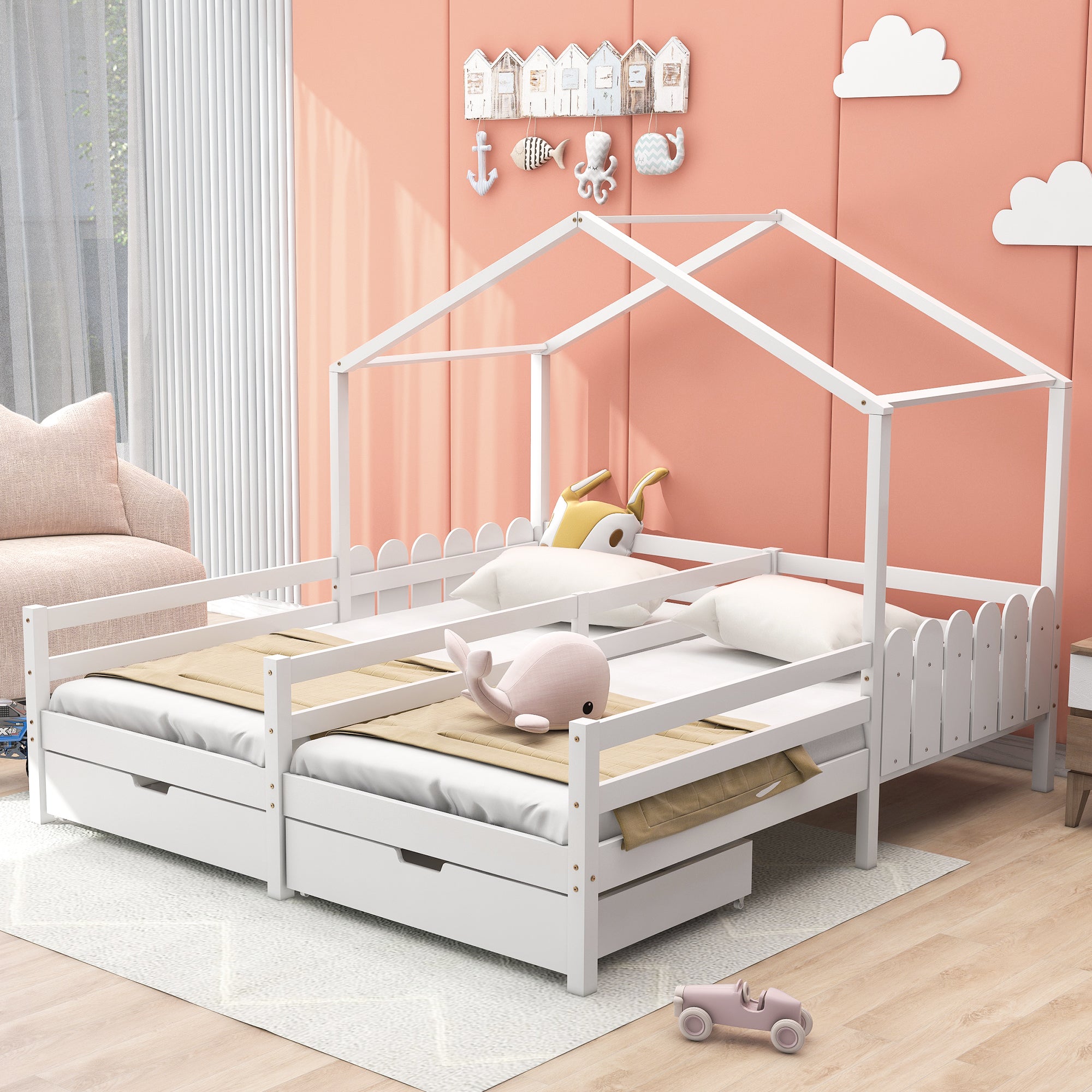 Litera, cama doble, cama infantil, cuna con 2 cajones de MDF, cajones ...