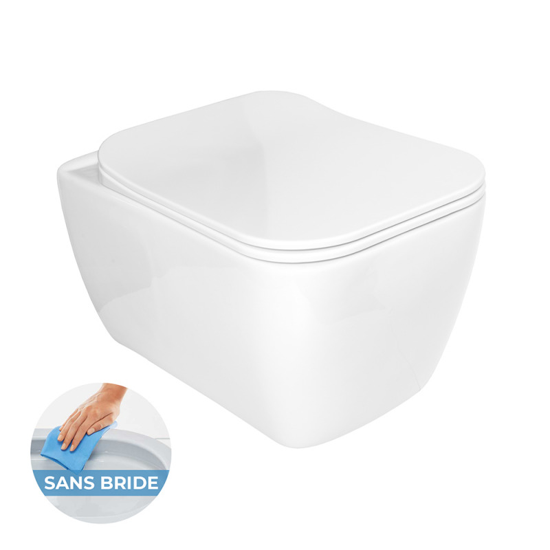 Idevit WC suspendu Havana sans bride avec fixations cachées + abattant ...