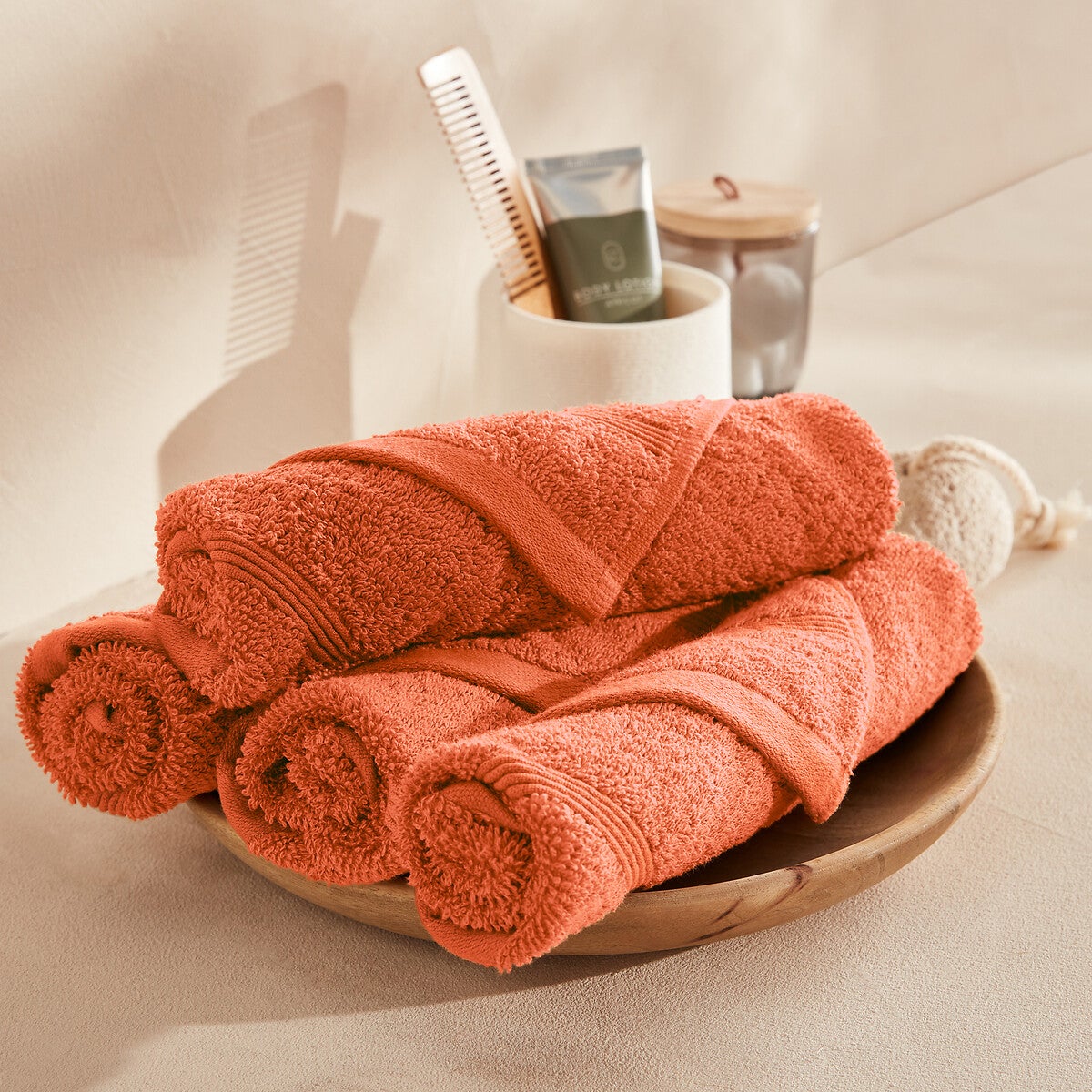 Lot 4 serviettes d'invité éponge 600 g/m², Zavara - Goyave - 40 x 40 cm ...