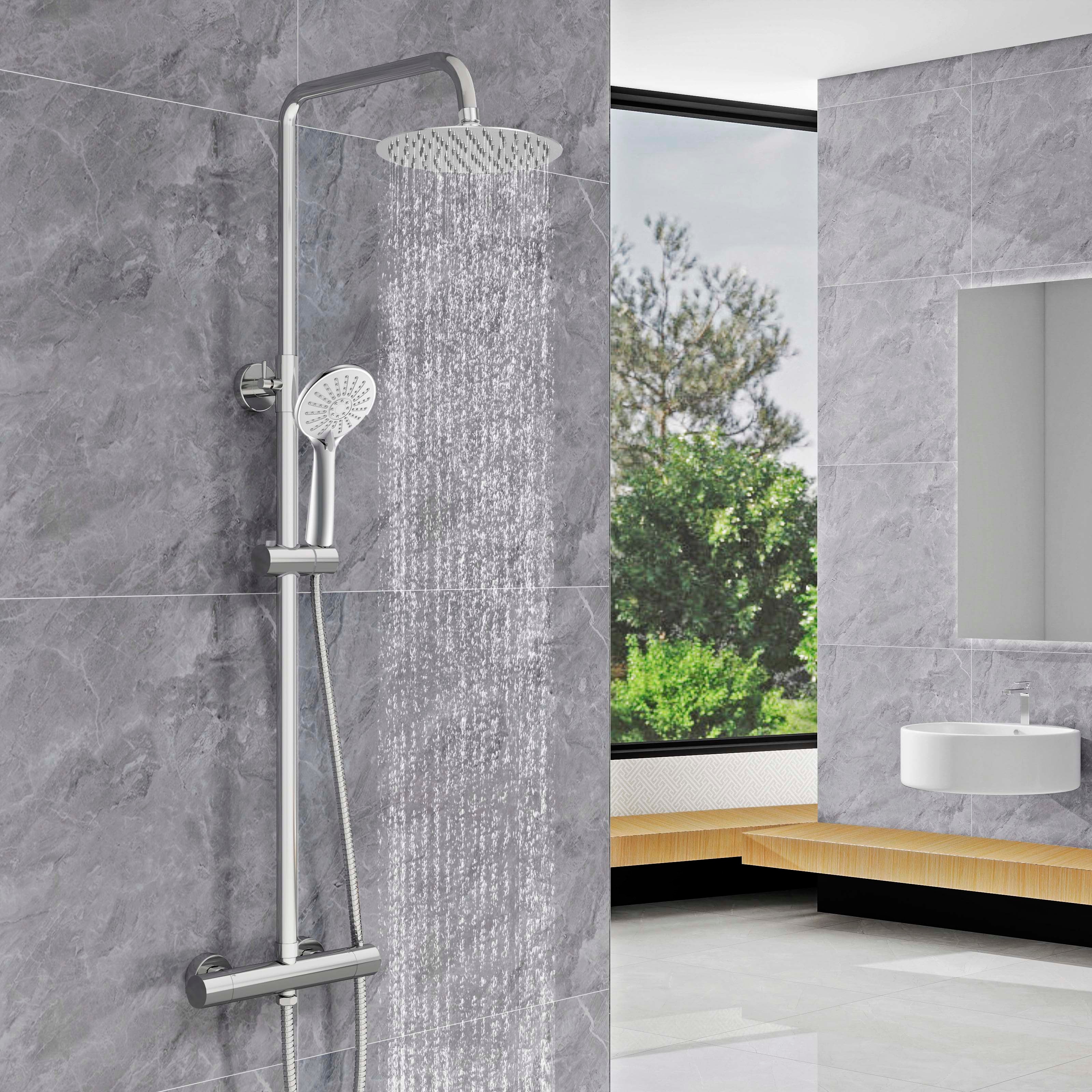 AICA Colonne de douche thermostatique, pomme de douche 200 mm ...