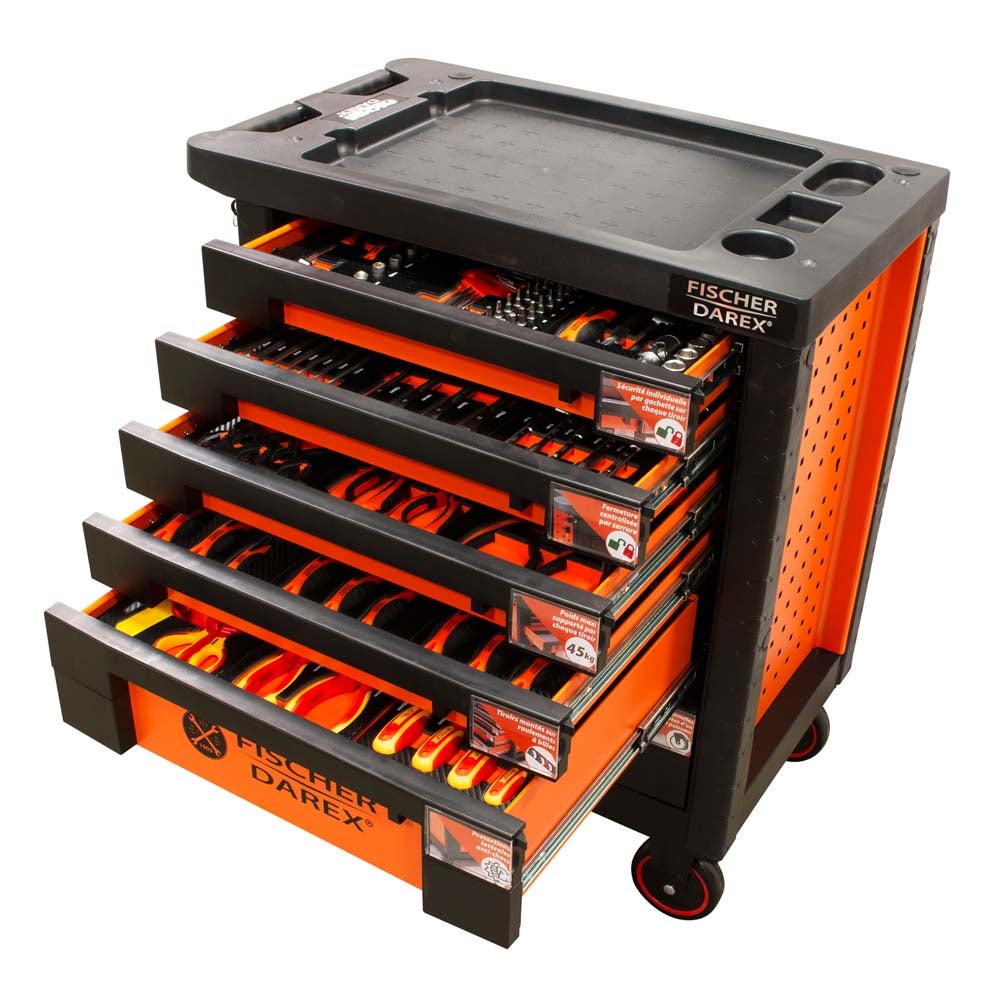 Servante d'atelier 6 tiroirs équipée 159 outils dans 15 modules | Leroy ...