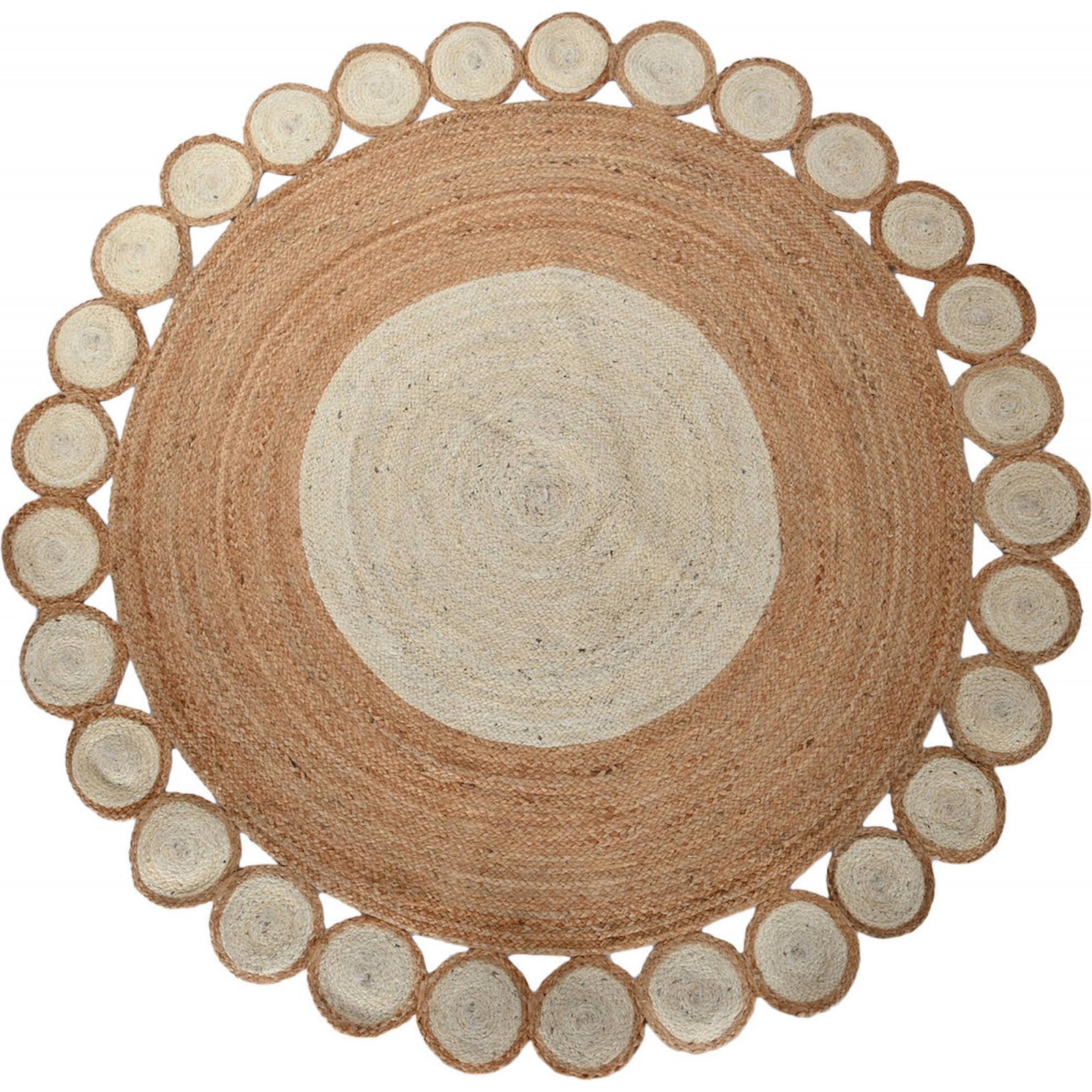 Tapis moderne en jute et coton design élégant 200 x 200 x 1 cm Brun ...