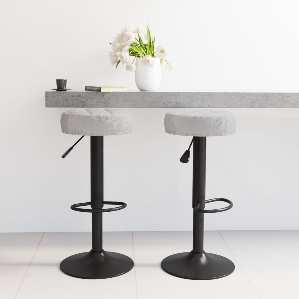 Tabourets de bar lot de 2 gris velours vidaXL | Leroy Merlin