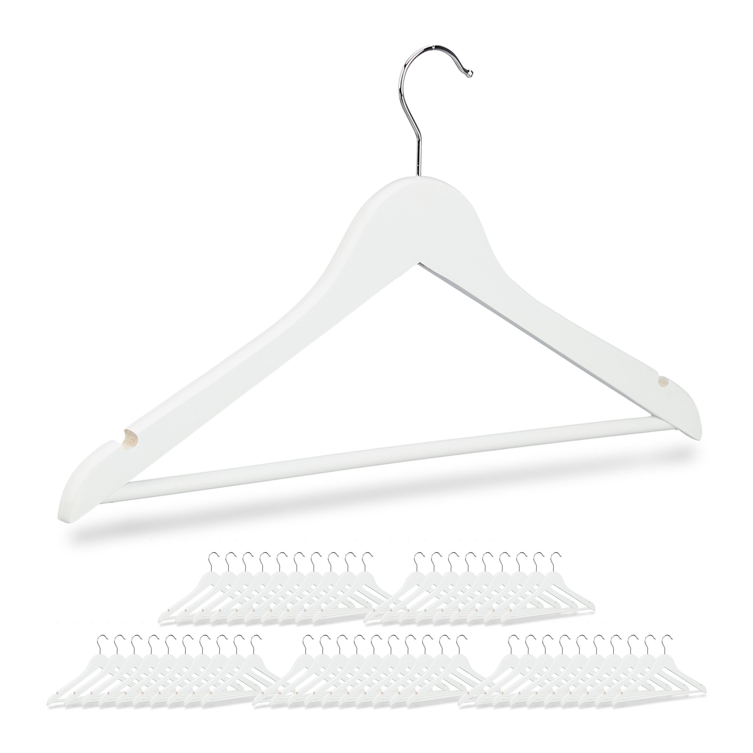 50 x Perchas Ropa Madera, Ranuras, Barra Pantalón, Gancho Giratorio 360 ...