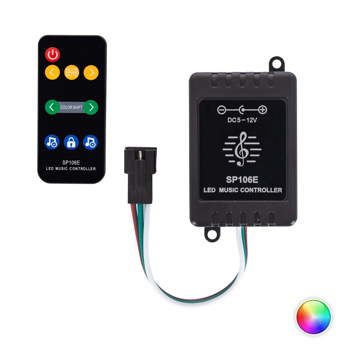 Ledkia Controlador Regulador Musical Tira LED RGBIC Digital SPI 5-12V ...