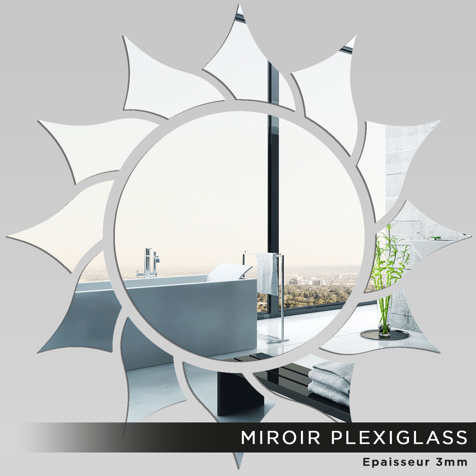Miroir Plexiglass - Soleil 3617689976358 - 80x80 cm | Leroy Merlin