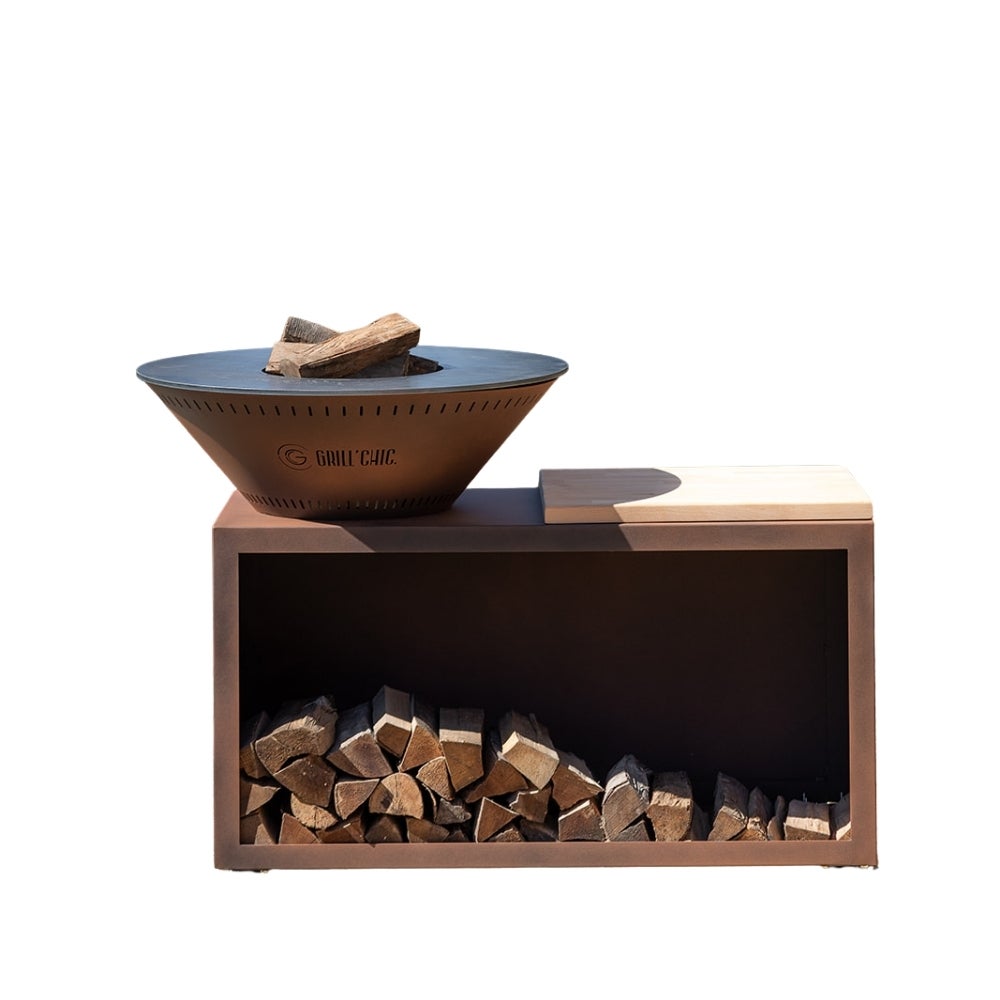 Brasero Traditionnel Acier 103 Imitation Corten Double Cuve | Leroy Merlin