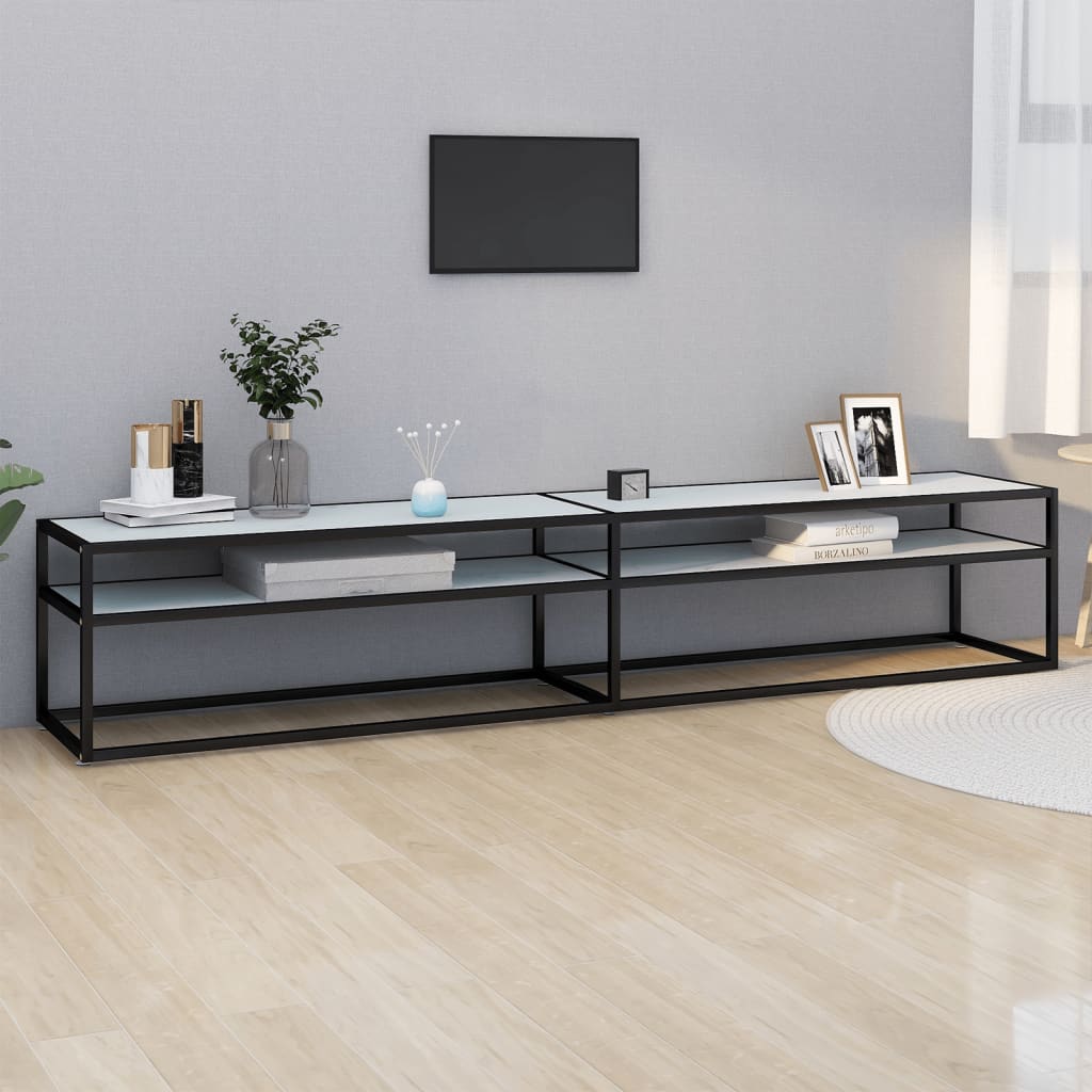 Mueble de TV vidrio templado color mármol blanco 220x40x40,5 cm | Leroy ...