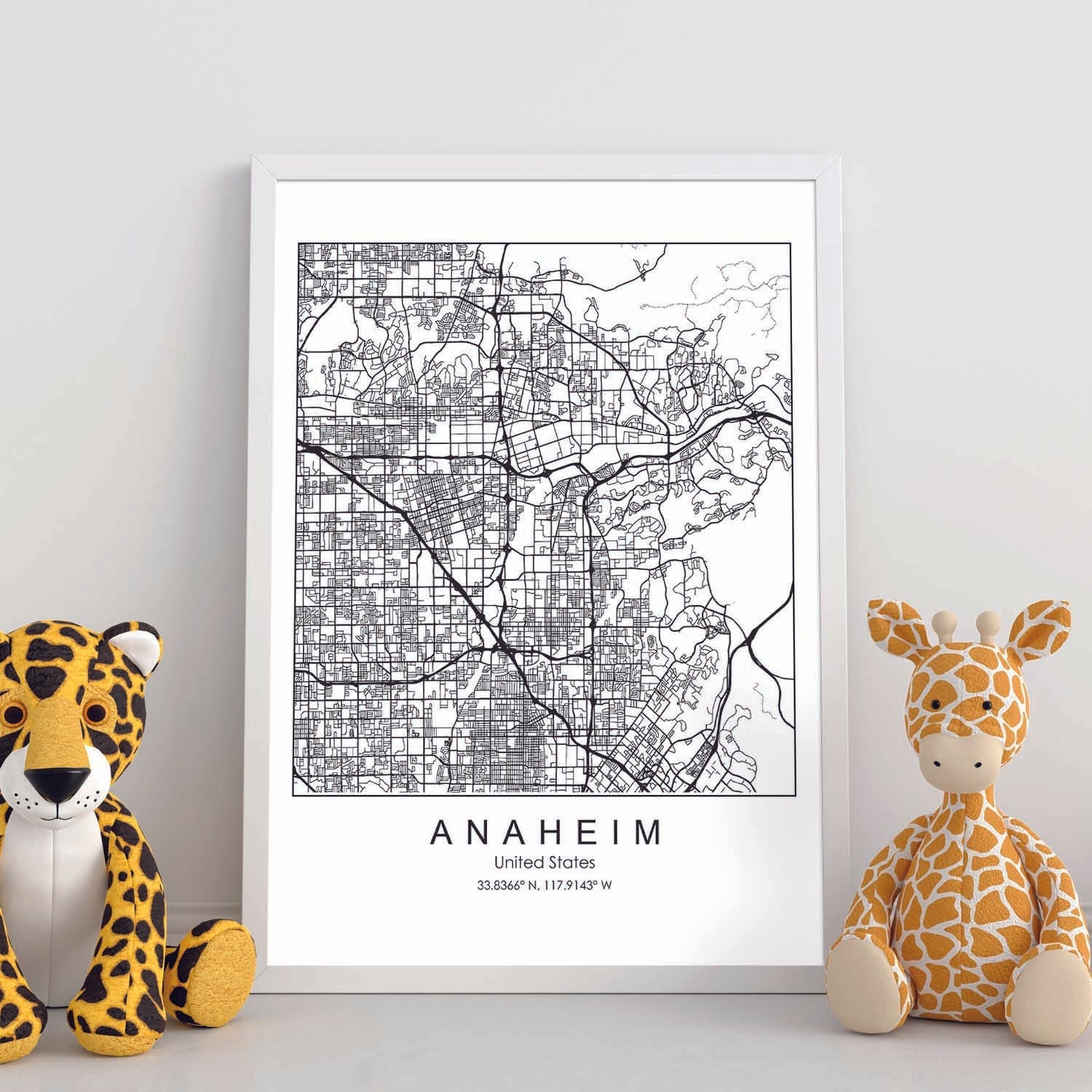 Poster Con Mapa De Anaheim. Lámina De Estados Unidos, Con Imágenes De ...