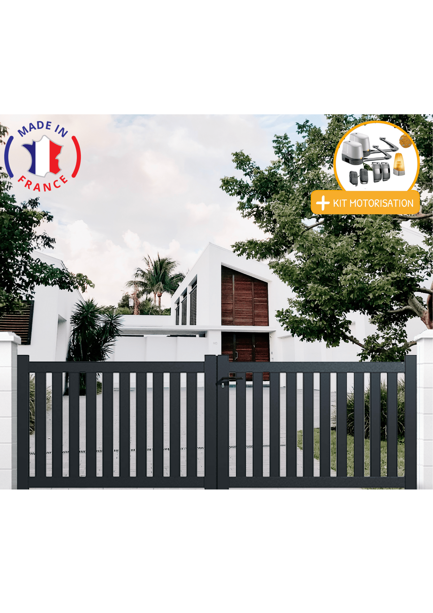 Kit cancello a battente in alluminio traforato + Operatore dimensioni L ...