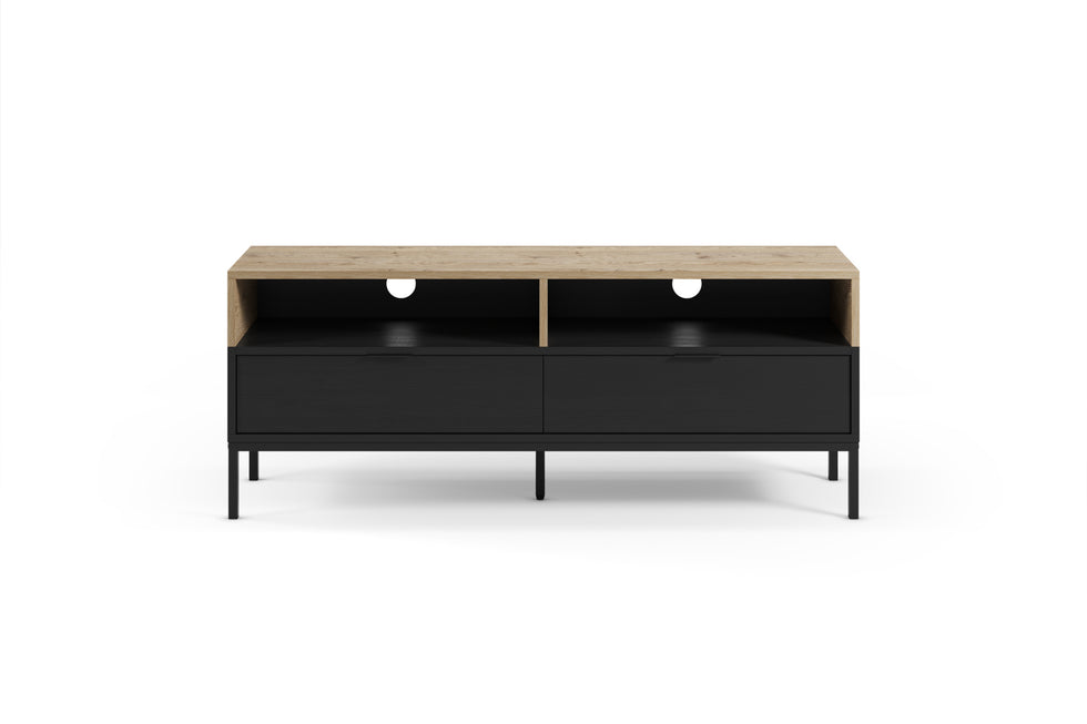 ELINE - Meuble TV 140cm -en mélamine - Noir | Leroy Merlin