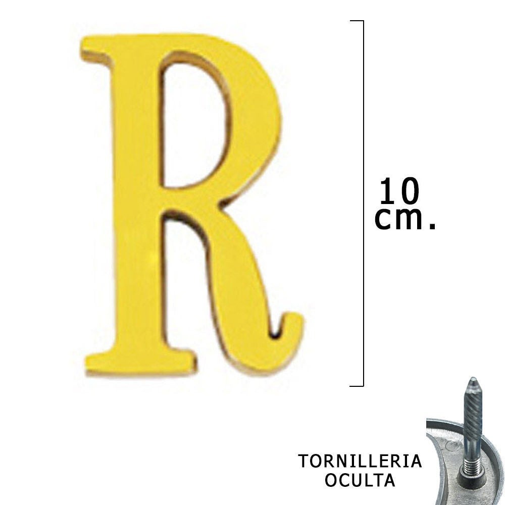 Letra Latón \"R\" 10 cm. con Tornilleria Oculta (Blister 1 Pieza ...