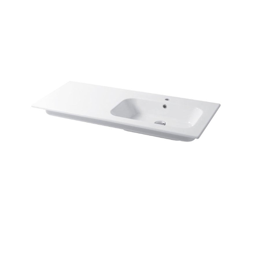Lavabo a consolle in ceramica bianca lucida serie Qubo Square 51 ...