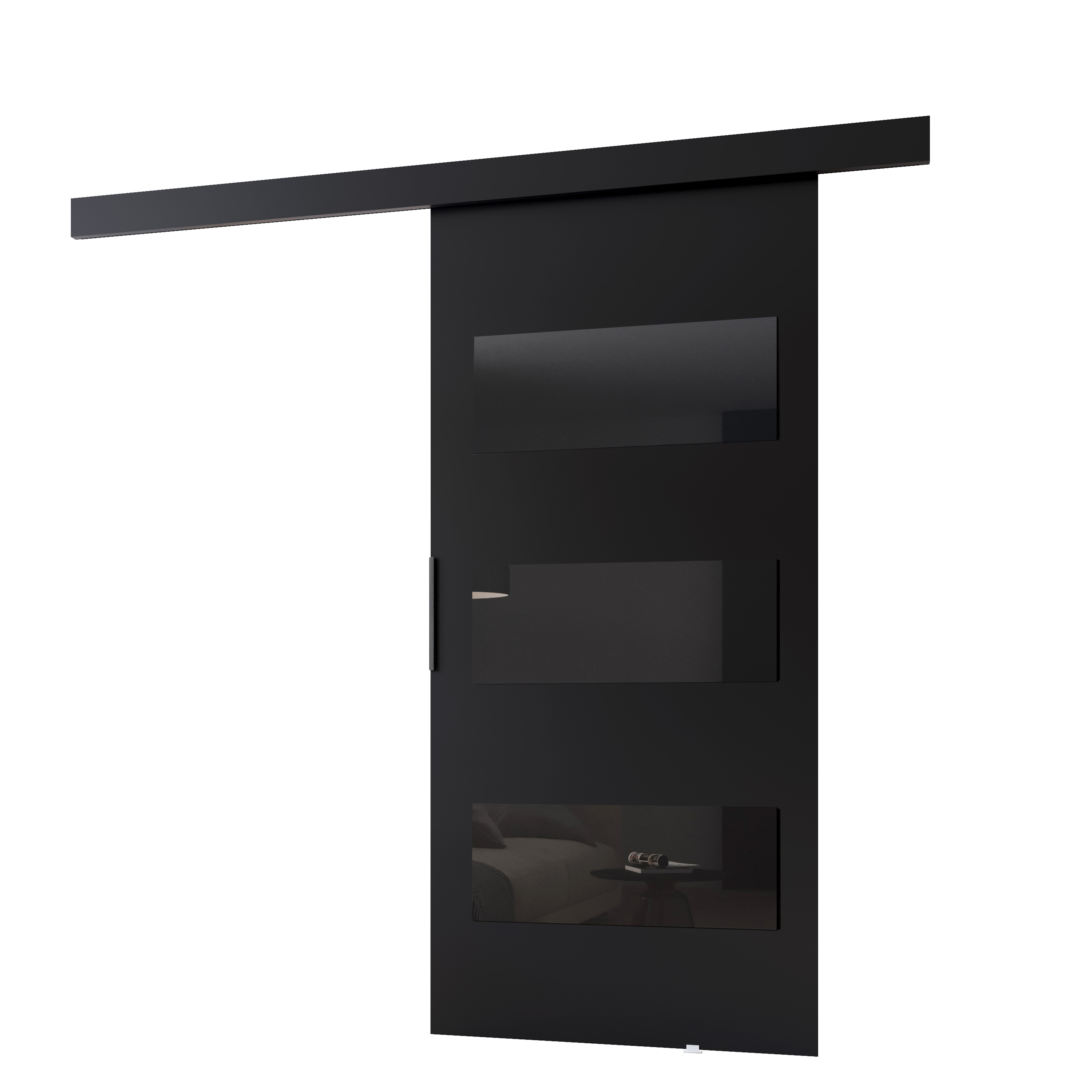 MINIO go for it, porte coulissante PRIM E 76 cm, Porte de chambre, Noir / noir / éléments ...