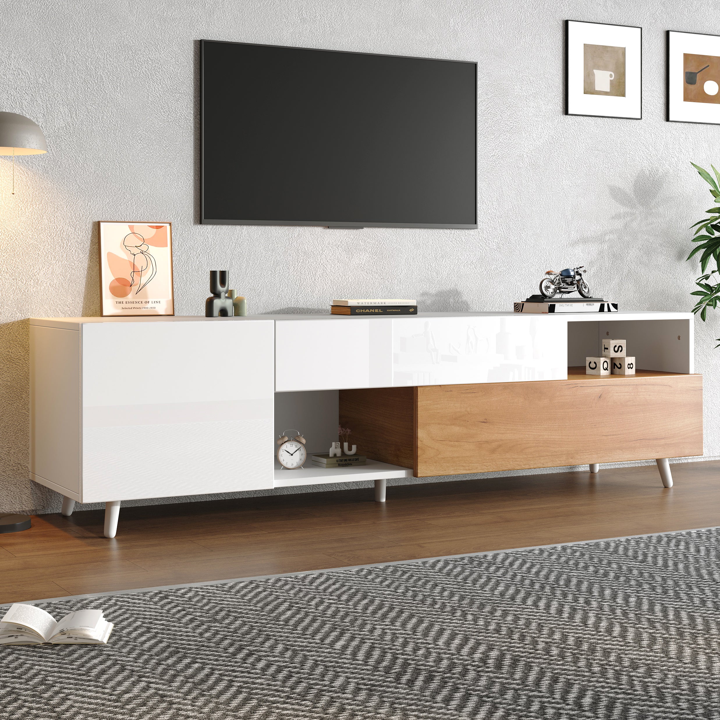 Mueble de TV - Aparador con 1 cajón y 2 estantes, para televisores de ...