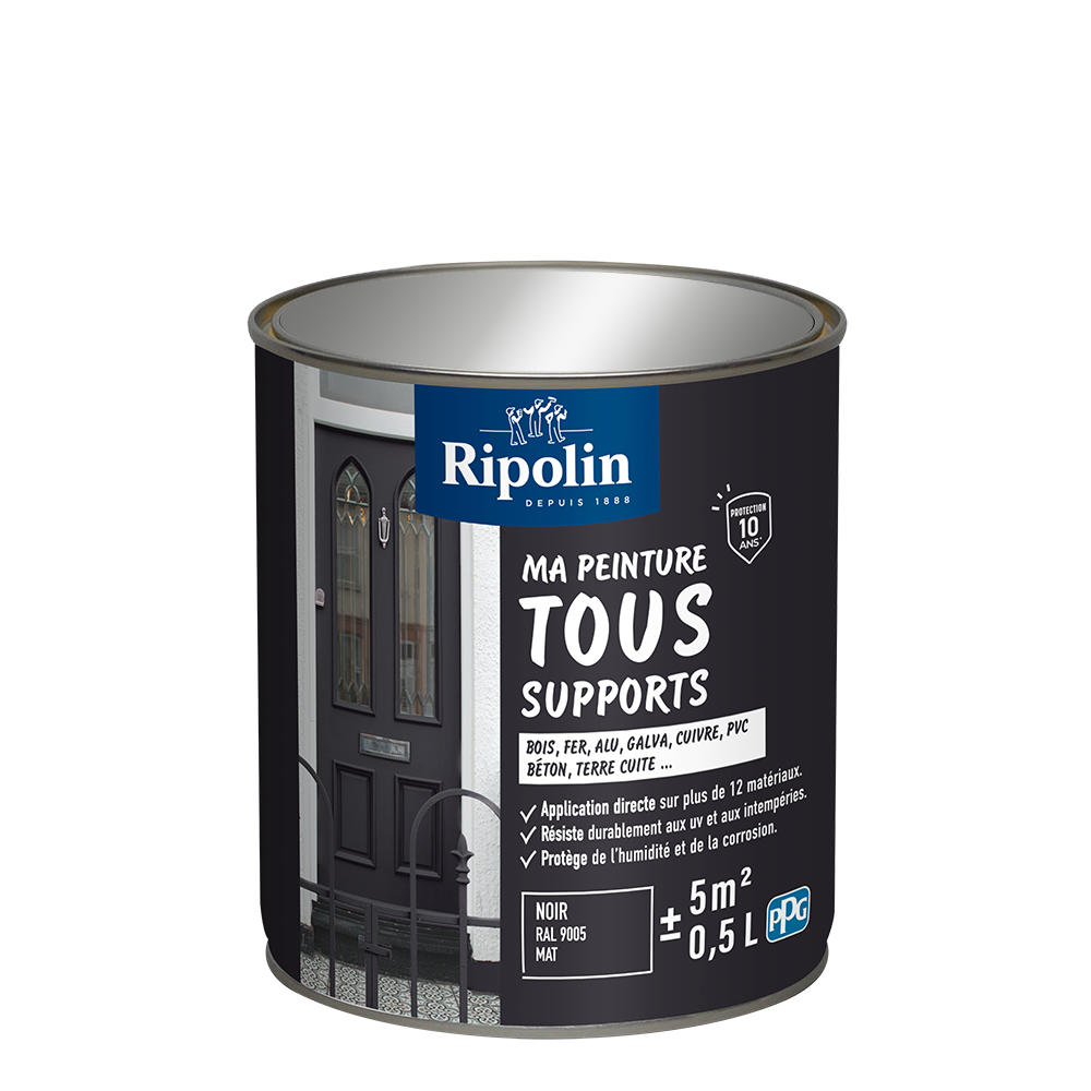 Ma peinture tous supports Mat Noir RAL 9005 0,5L | Leroy Merlin