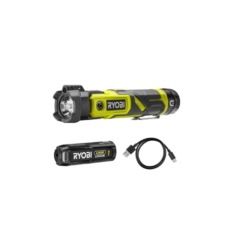 Lampe torche RYOBI 4V USB Lithium - 640 lumens - 1 Batterie 2,0Ah ...